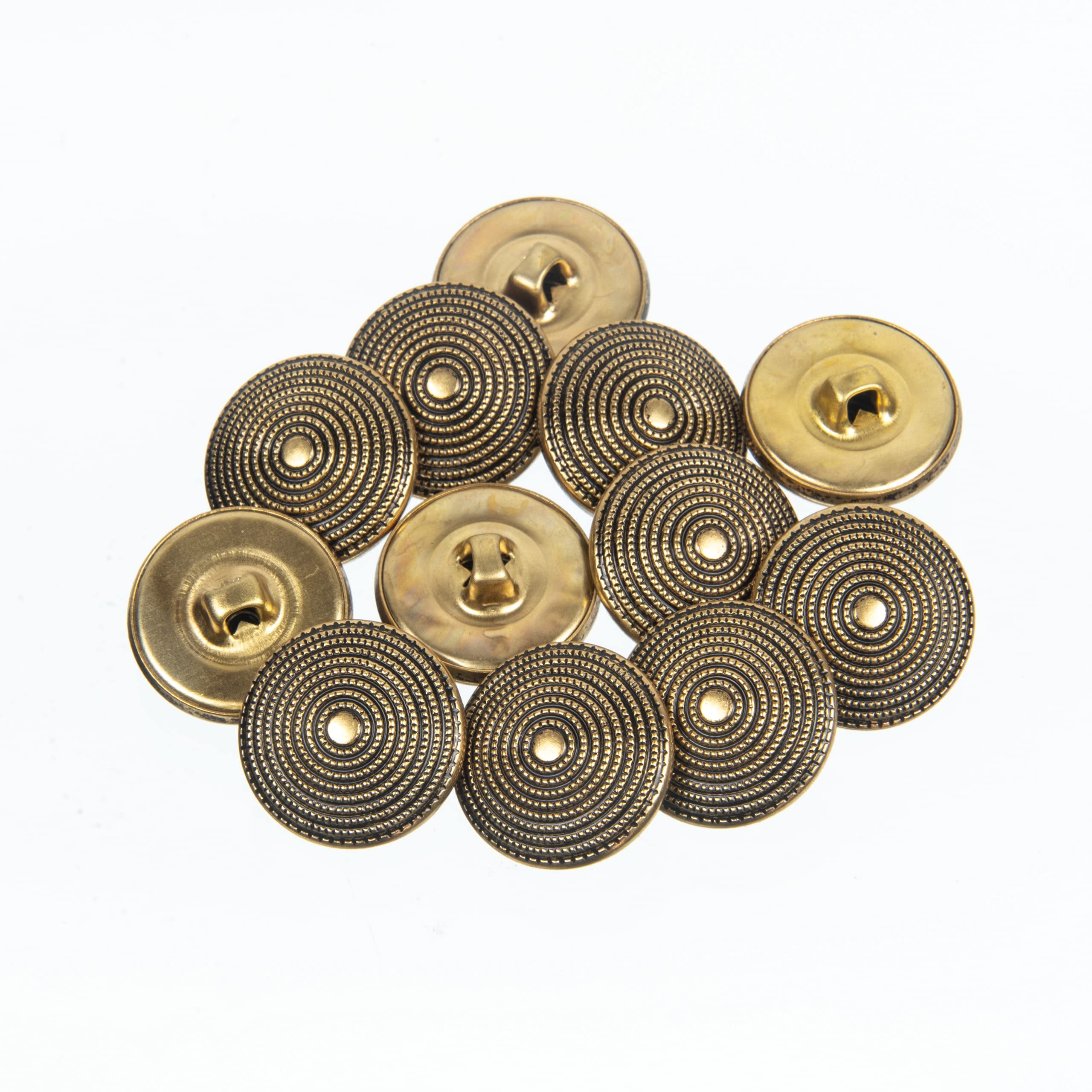 Mibo 12pcs Metal Shank Buttons - 30L(19mm) - Circular Texture Pattern - Antique Gold - Walmart.com