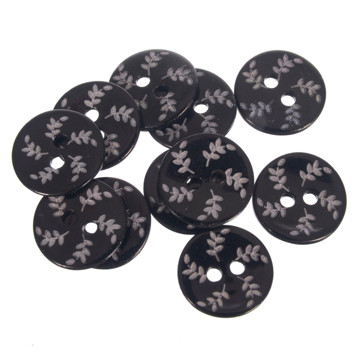 Mibo 12pcs Real Agoya Shell Button2 Hole - Laser Etched - Branch with ...
