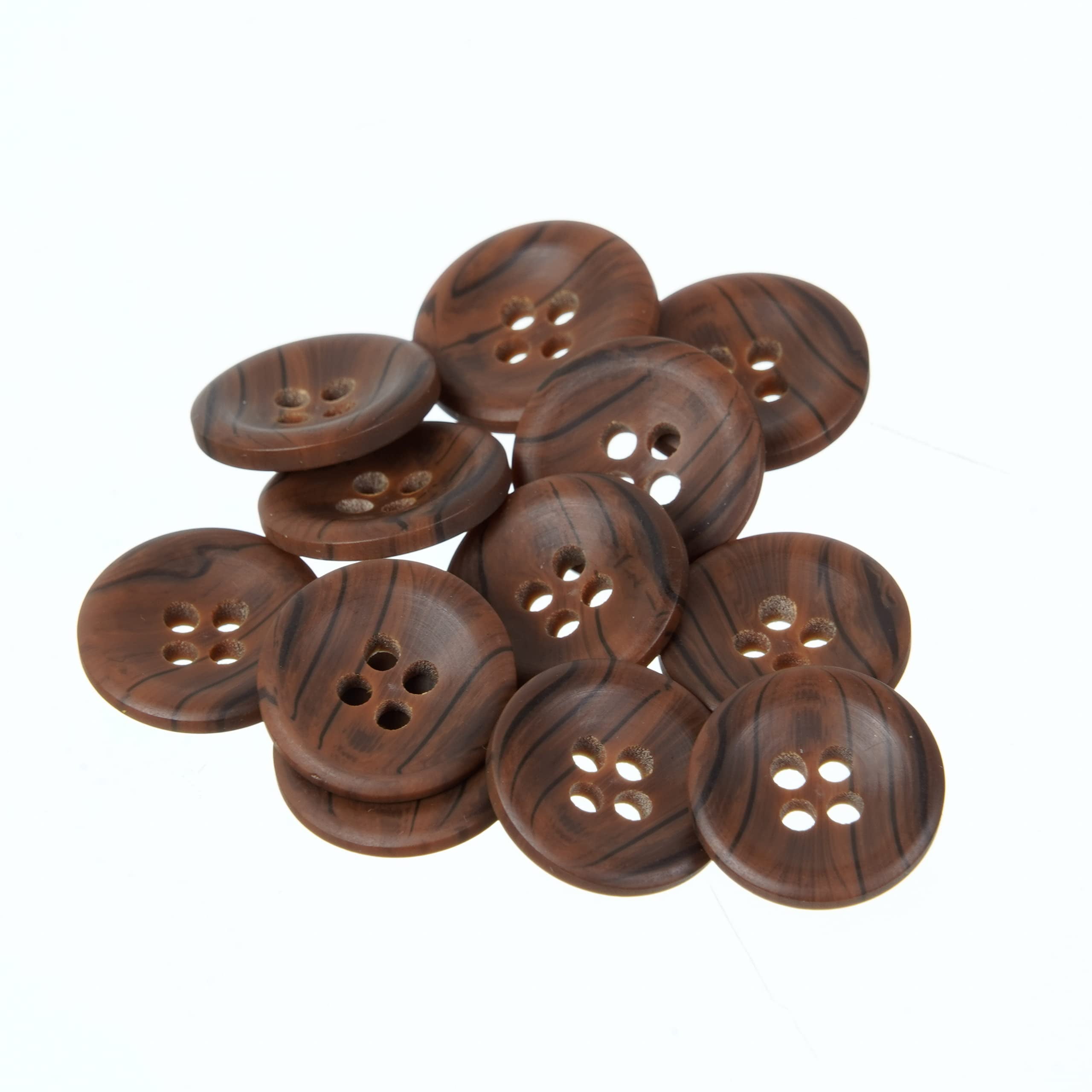 Mibo 12pcs Round Faux Wood Buttons with Concave Center - 24L (15mm) - 4 ...