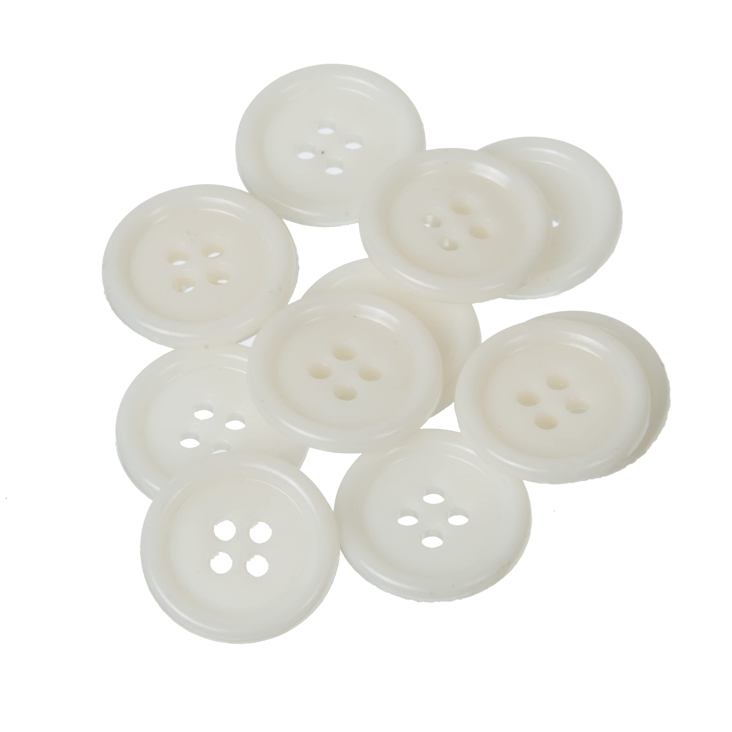 Mibo 12pcs Round Melamine Buttons with Rim - 30L(19mm) - 4 Hole - Pearl ...