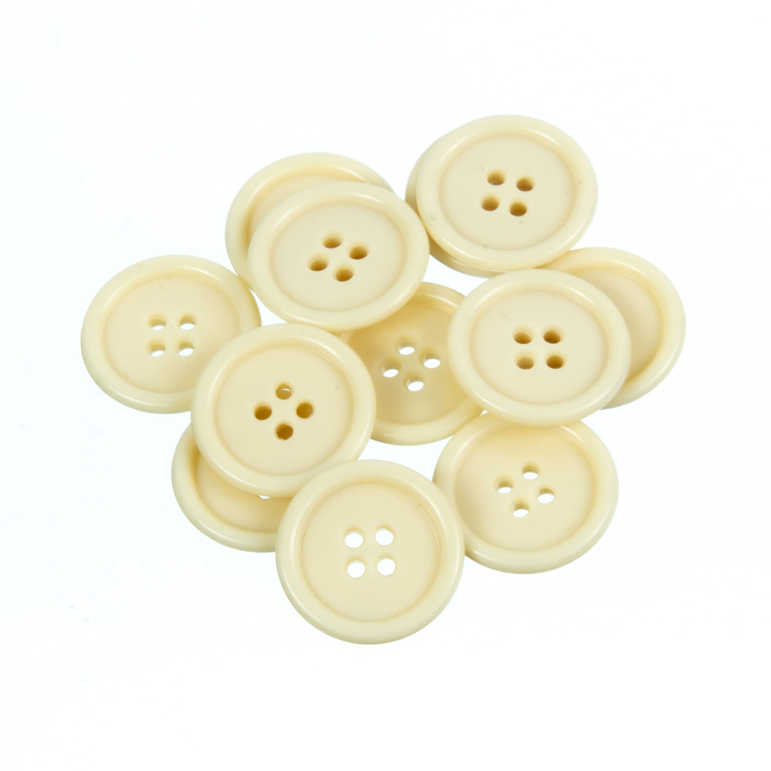 Mibo 12pcs Round Melamine Buttons with Rim - 36L(22mm) - 4 Hole - Cream ...