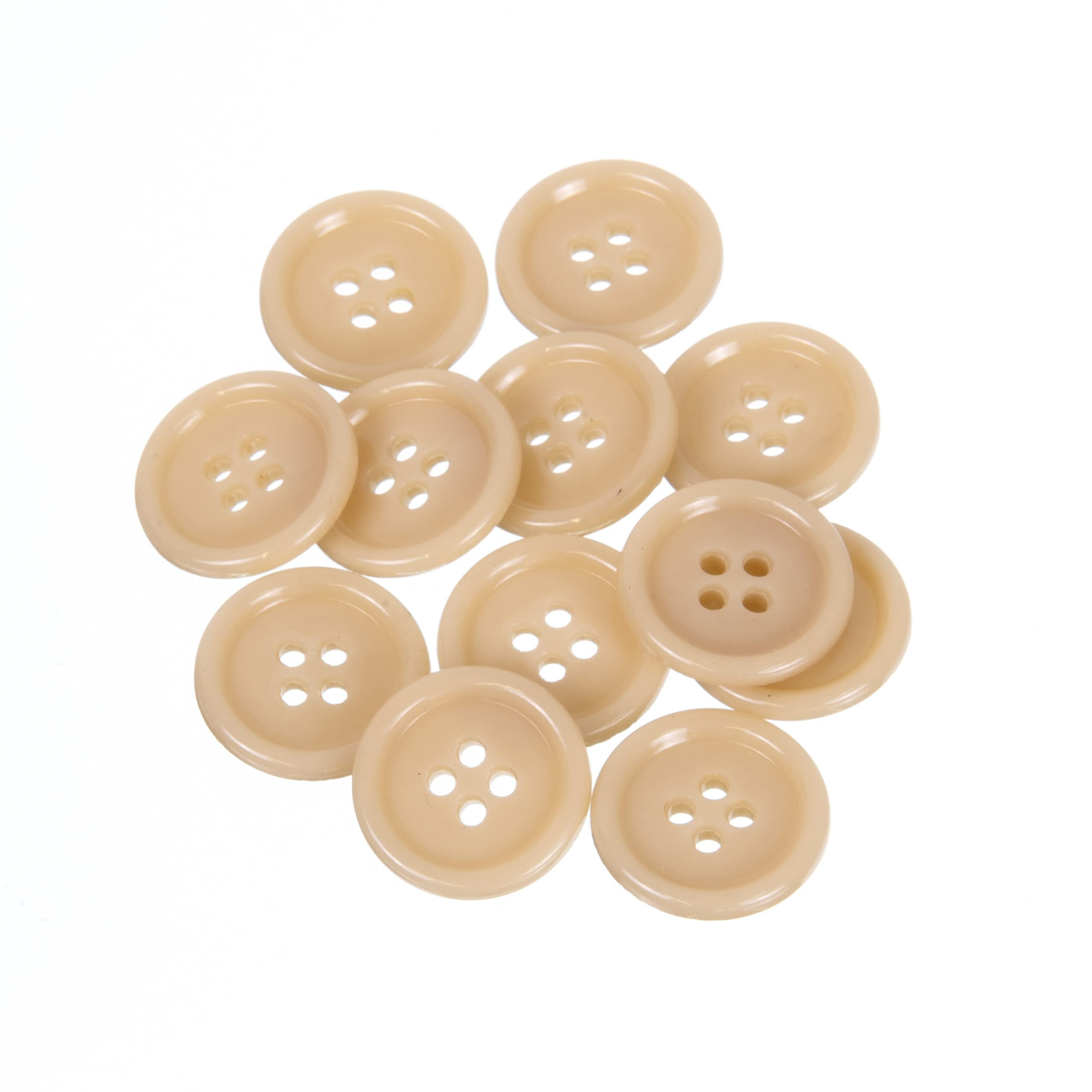 Mibo 12pcs Round Melamine Suit & Dress Buttons with Rim - 30L(19mm) - 4 Hole - Beige - Walmart.com