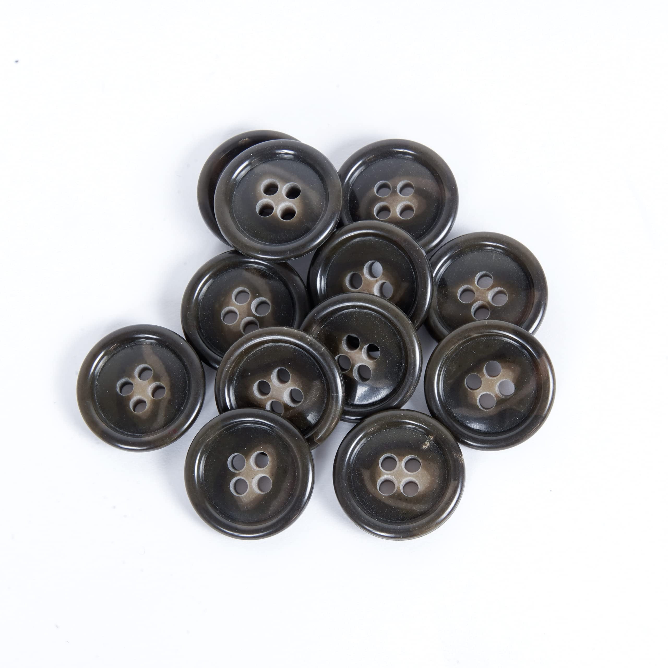 Mibo 12pcs Round Melamine Suit & Dress Buttons with Rim - 30L(19mm) - 4 Hole - Dark Brown Mix ...