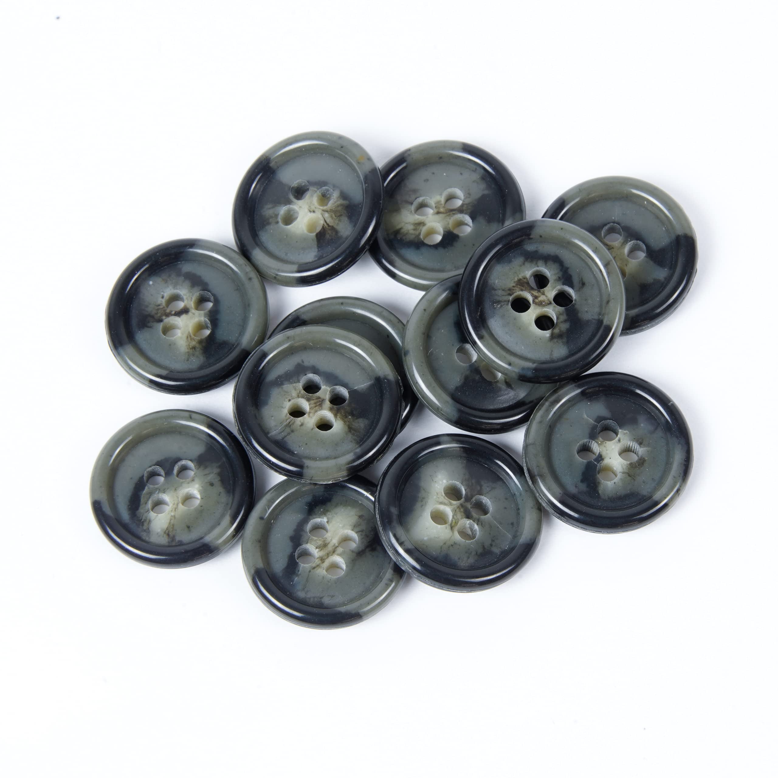 Mibo 12pcs Round Melamine Suit & Dress Buttons with Rim - 4 Hole - Charcoal Mix, 3/4 inches ...