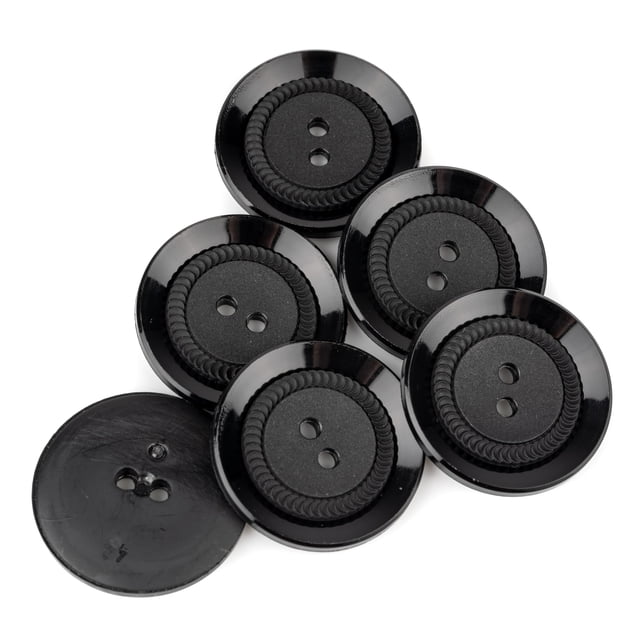 Mibo 6pcs Nylon Resin Button - 2 Hole - Shiny Concaved Rim with Matte ...