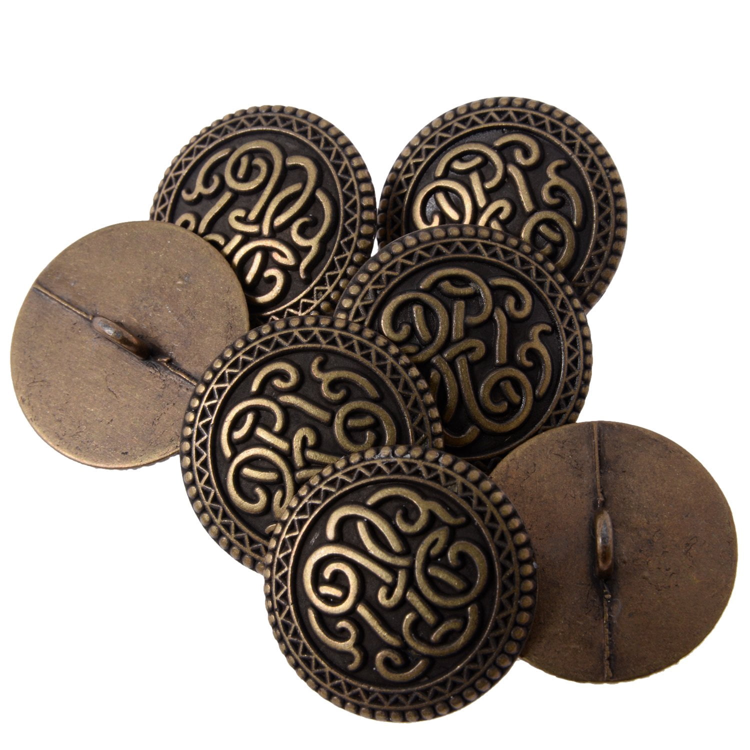 Mibo 6pcs Zinc Die Cast Metal Shank Button - Celtic Scroll Pattern ...