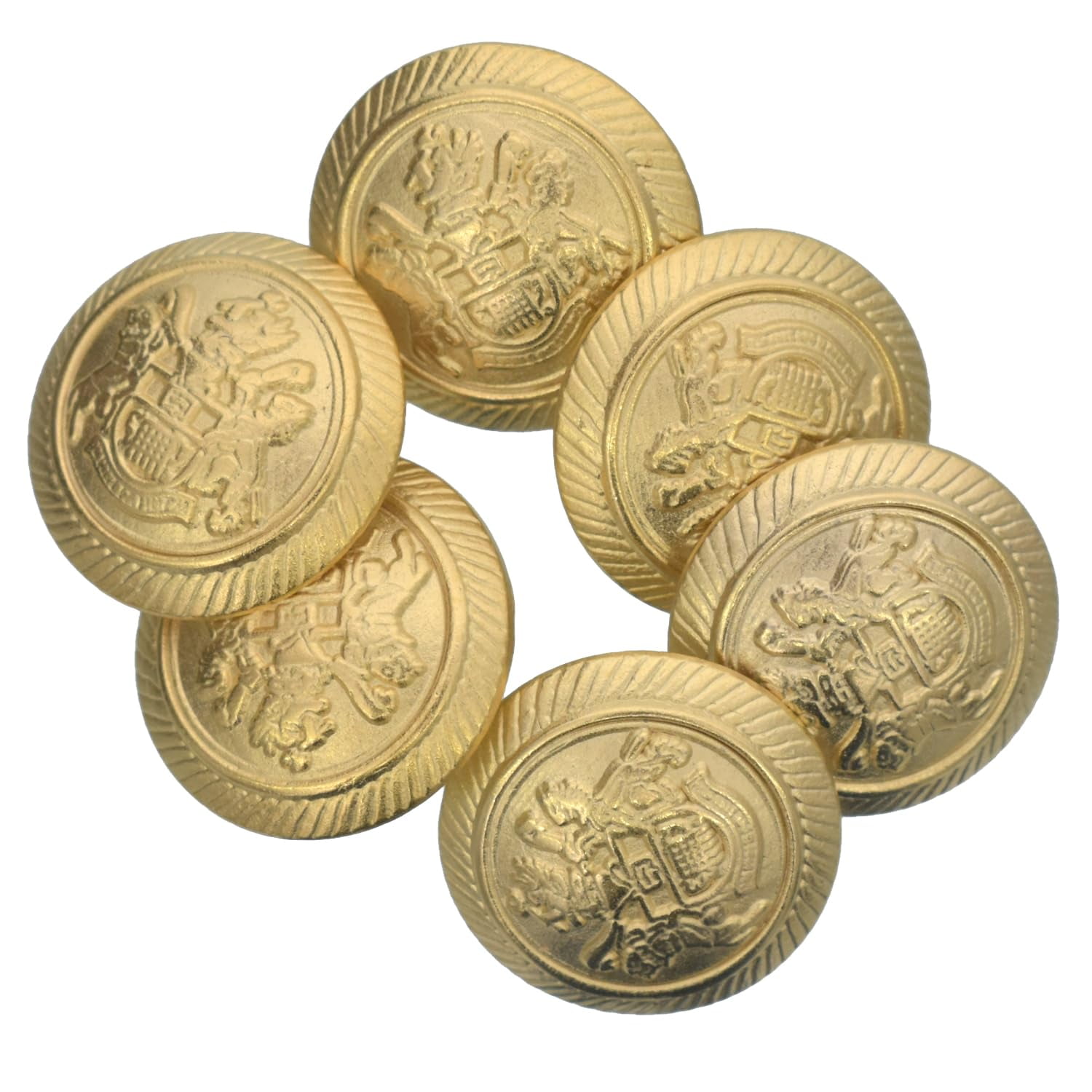 Mibo 6pcs Zinc Die Cast Shank Button - Embossed Royalty Emblem with ...