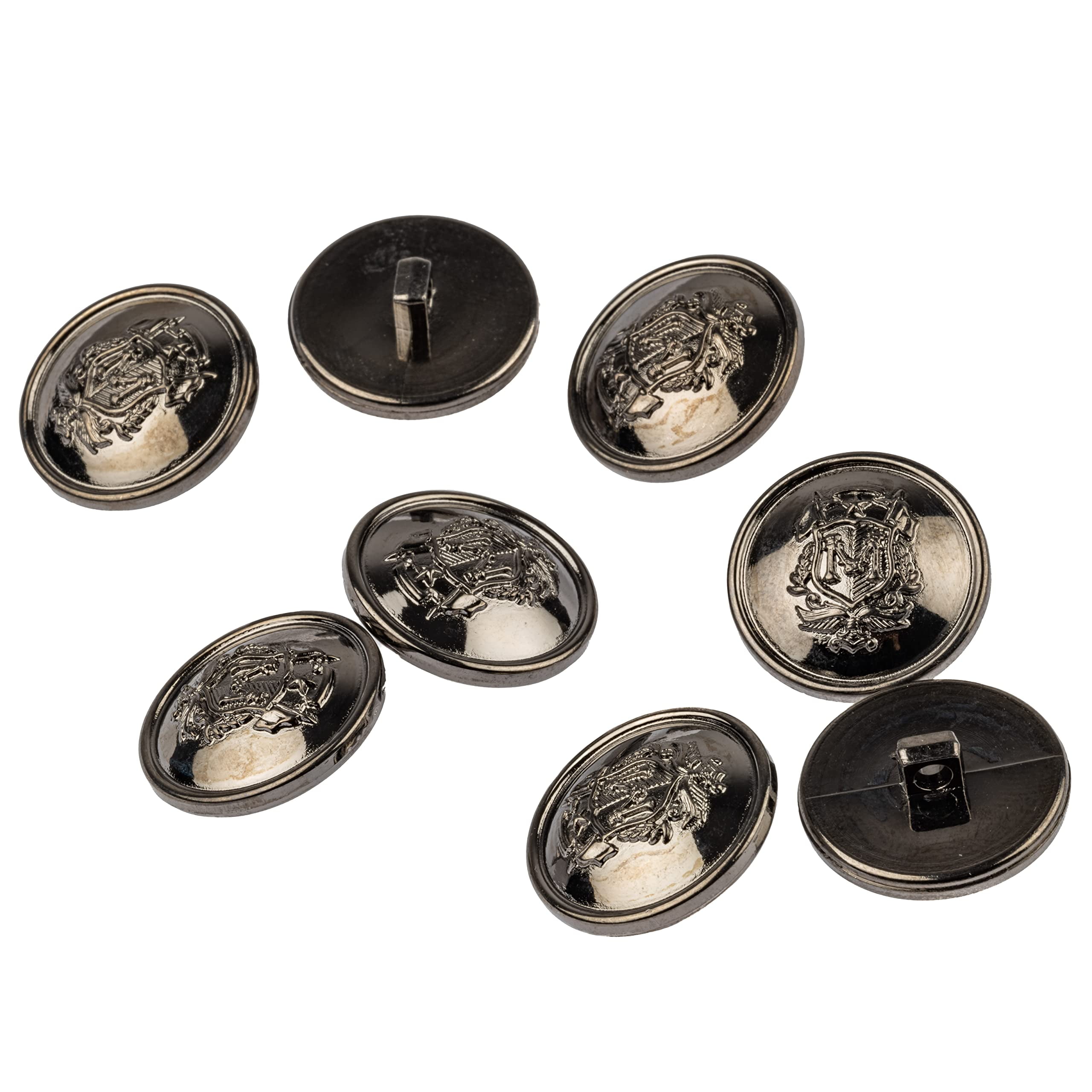Mibo 8pcs ABS Metal Plated Military Look Shank Button with Initialized ...
