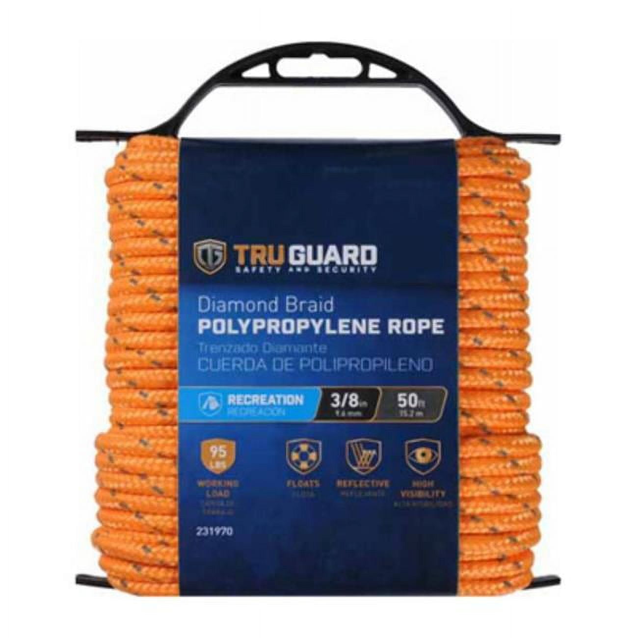 Mibro 0.37 in. x 50 ft. Tru Gaurd Refl Rope - Orange - Walmart.com
