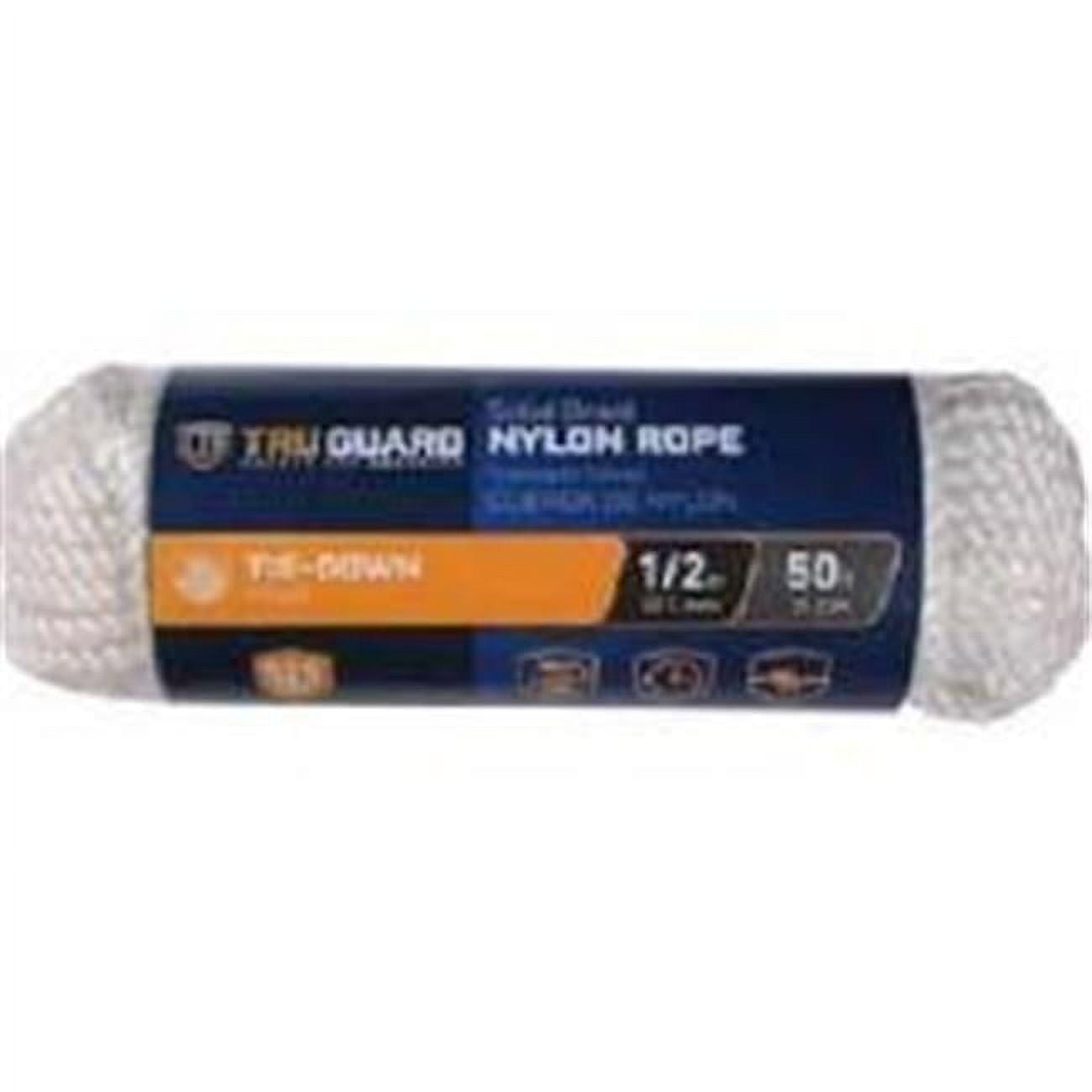 Mibro 0.5 in. x 50 ft. Tru Gaurd Diamond Braided Nylon Rope - White ...