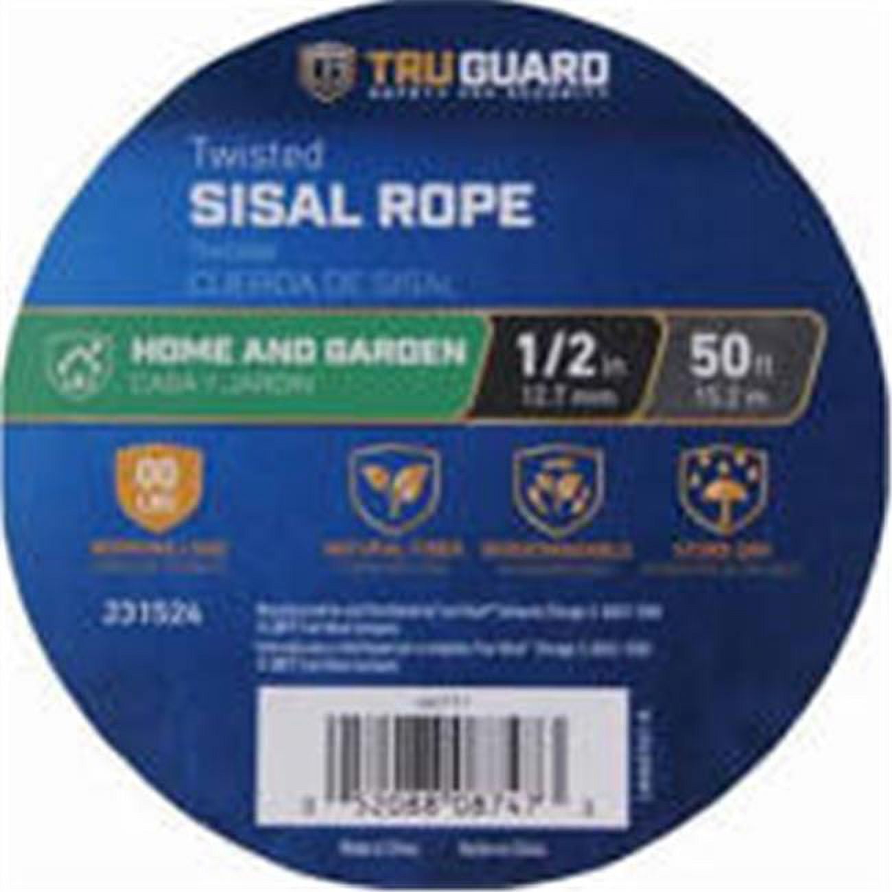 Mibro 0.5 in. x 50 ft. Tru Gaurd Sisal Rope - Natural - Walmart.com