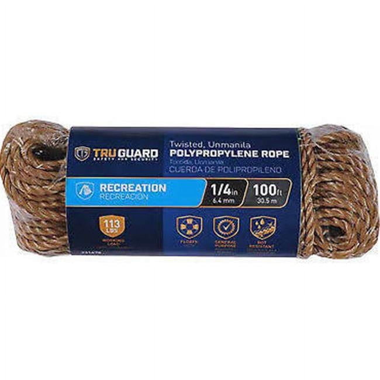Mibro 231478 0.25 in. x 100 ft. Tru Gaurd Poly Rope, Tan - Walmart.com