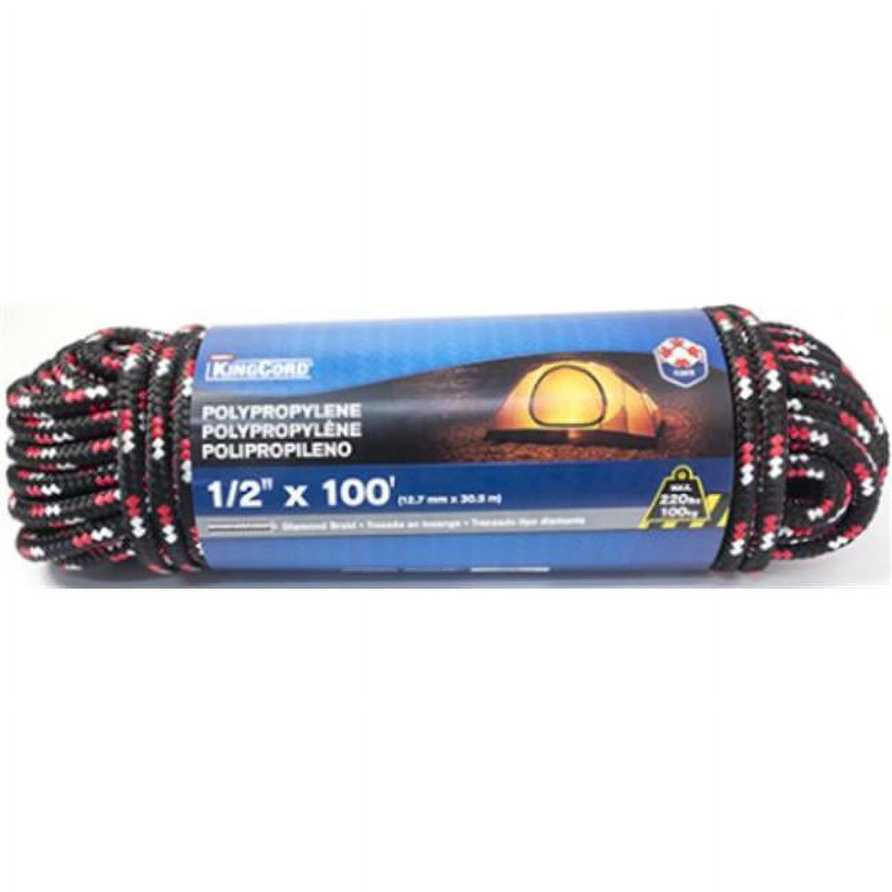 Mibro 342891BG 0.5 in. x 100 ft. Polypropylene Diamond Braid Rope, Blue ...