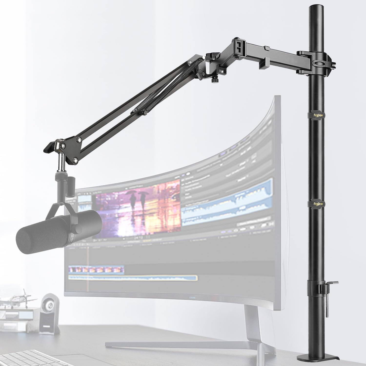 Mic Boom Arm, Adjustable Height Overhead Microphone Stand with ...
