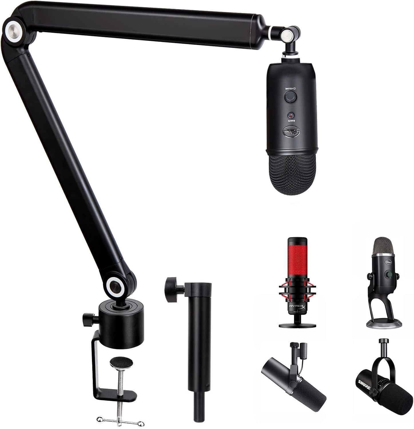 Blue Yeti Boom Arm with Extension Tube - Mic Boom Arm Compatible with ...