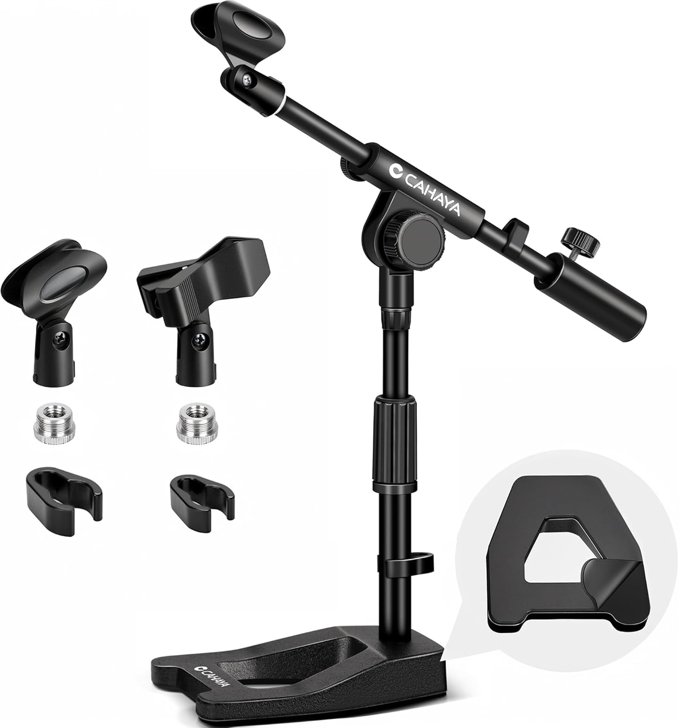 Mic Stand Desk Adjustable - Boom Arm Desktop Microphone Metal Weighted ...