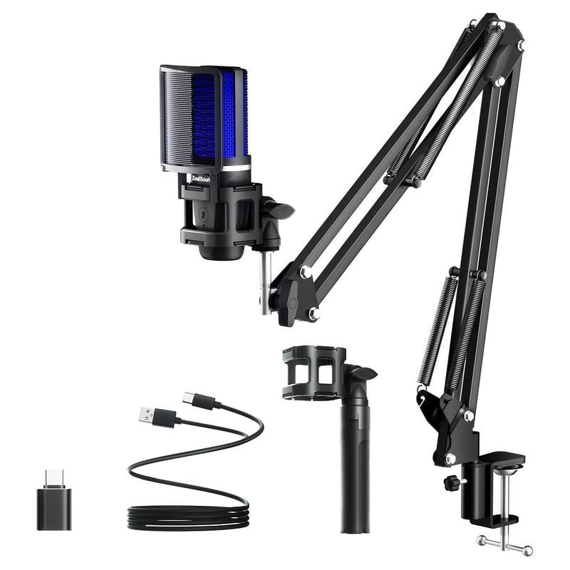 Mic with Type-c Adapter, Live Streaming Microphone with Rgb Light ...