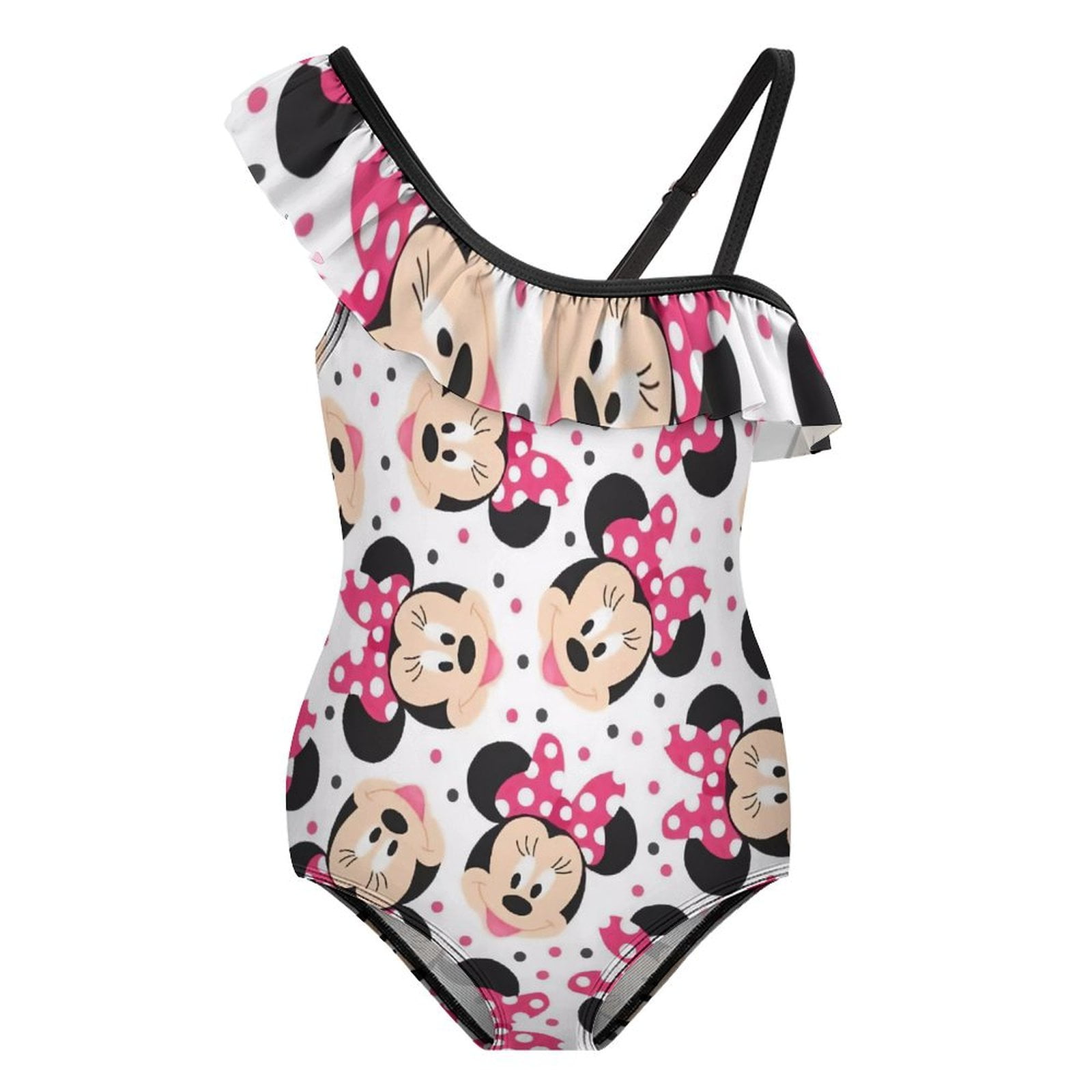 Mic-key Min-nie Mouse Girls Swimsuit One Piece Swimsuits Ruffle Bathing ...