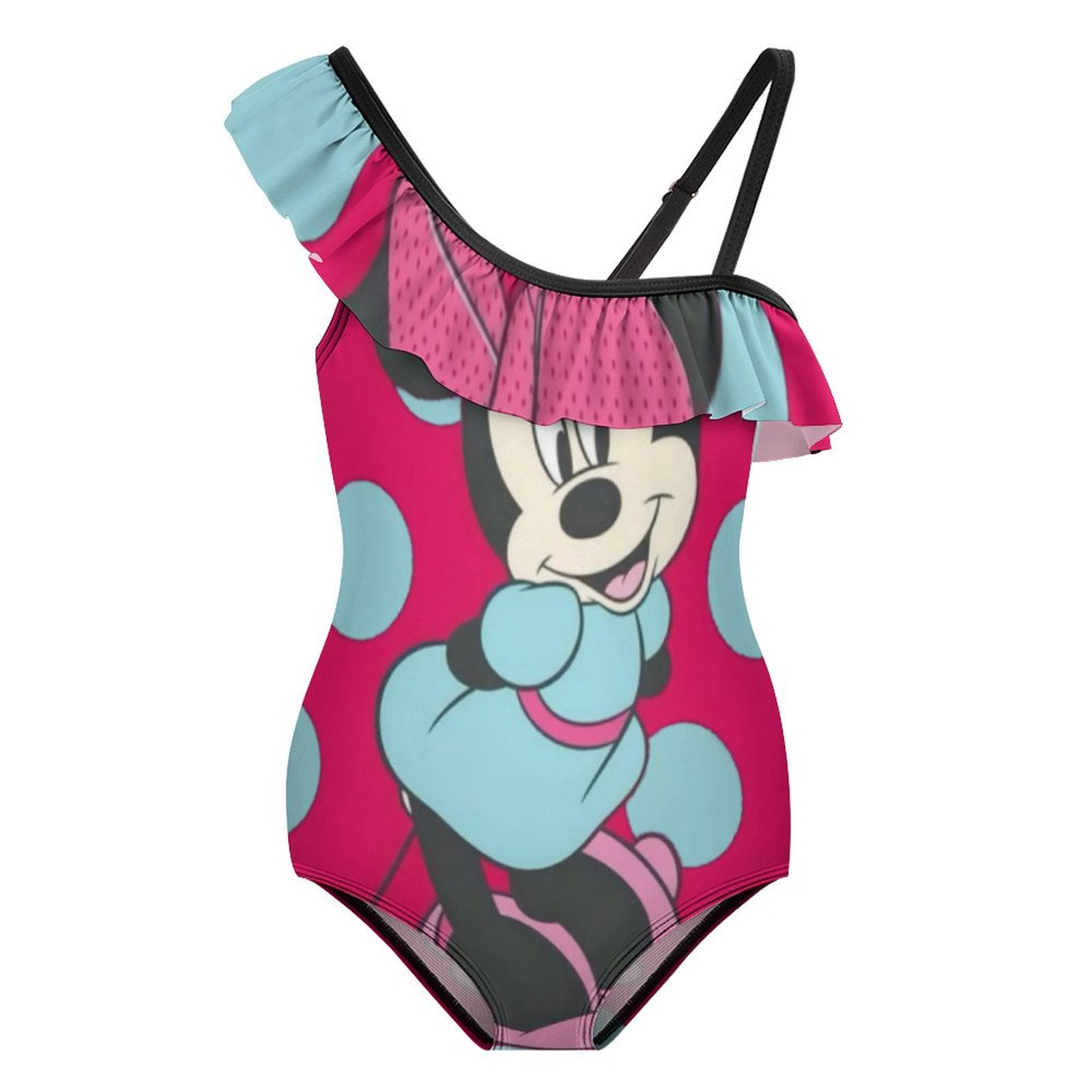 Mic-key Min-nie Mouse Girls Swimsuit One Piece Swimsuits Ruffle Bathing ...