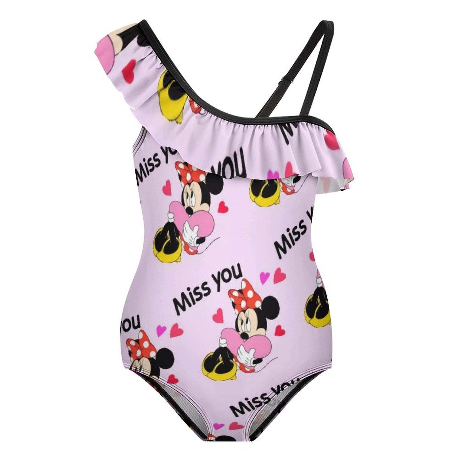 Mic-key Min-nie Mouse Girls Swimsuit One Piece Swimsuits Ruffle Bathing ...