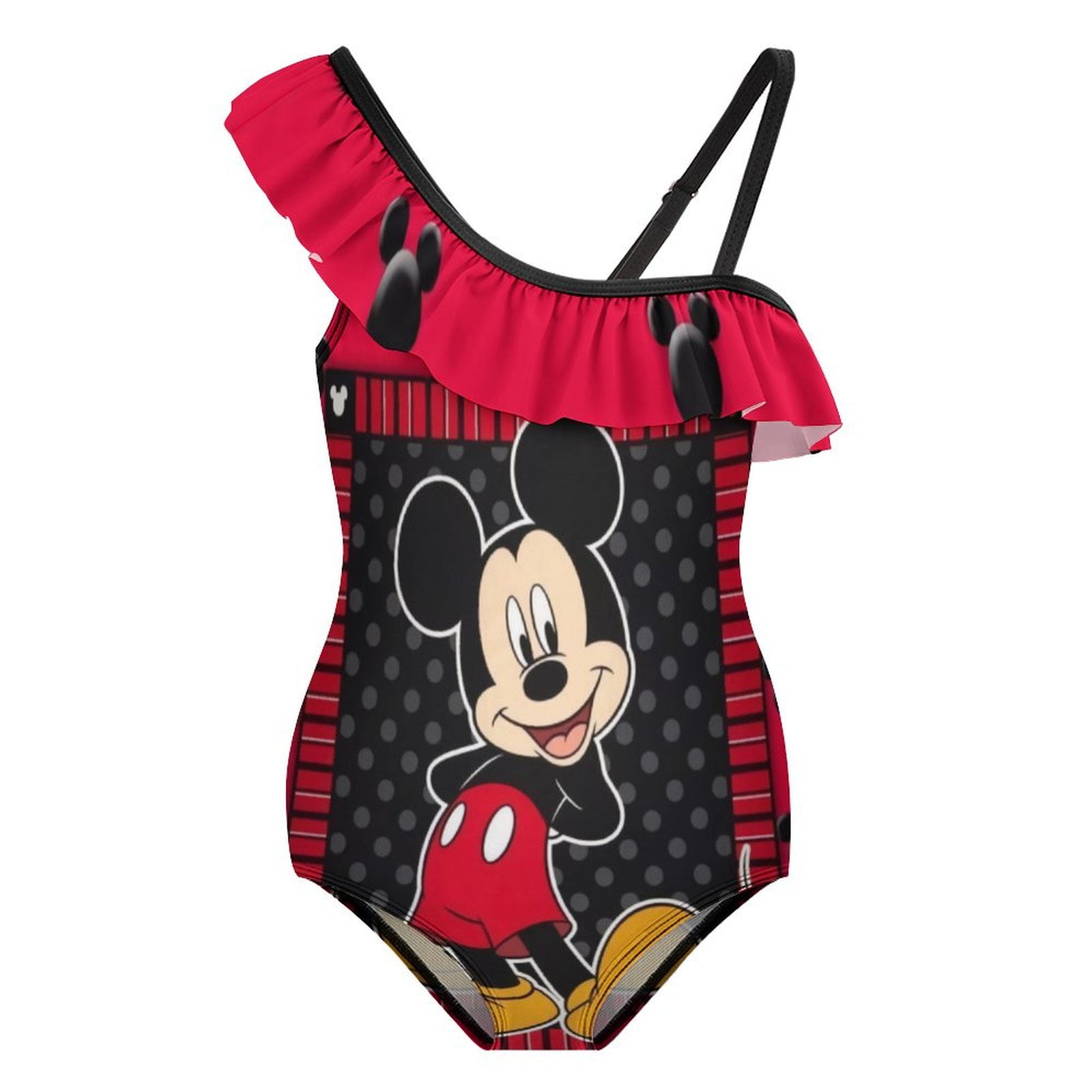 Mic-key Min-nie Mouse Girls Swimsuit One Piece Swimsuits Ruffle Bathing ...