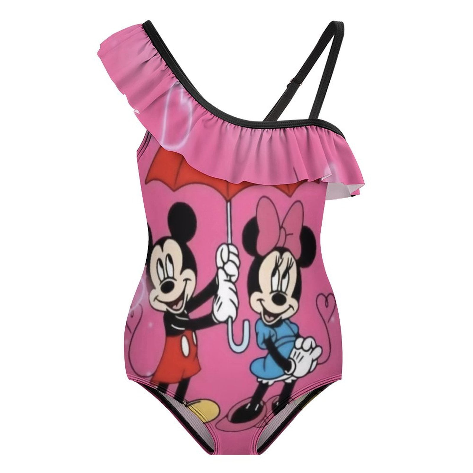 Mic-key Min-nie Mouse Girls Swimsuit One Piece Swimsuits Ruffle Bathing ...
