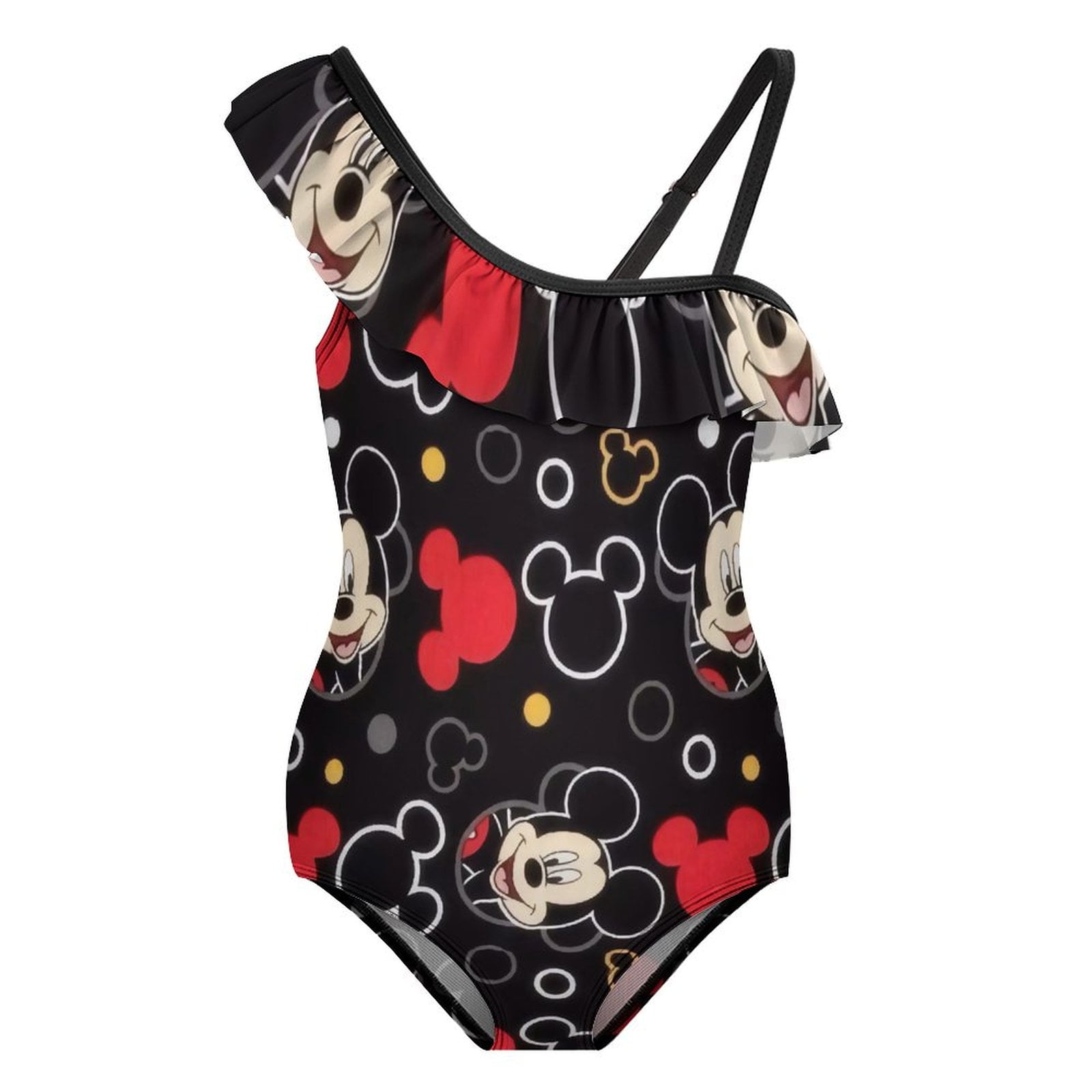 Mic-key Min-nie Mouse Girls Swimsuit One Piece Swimsuits Ruffle Bathing ...