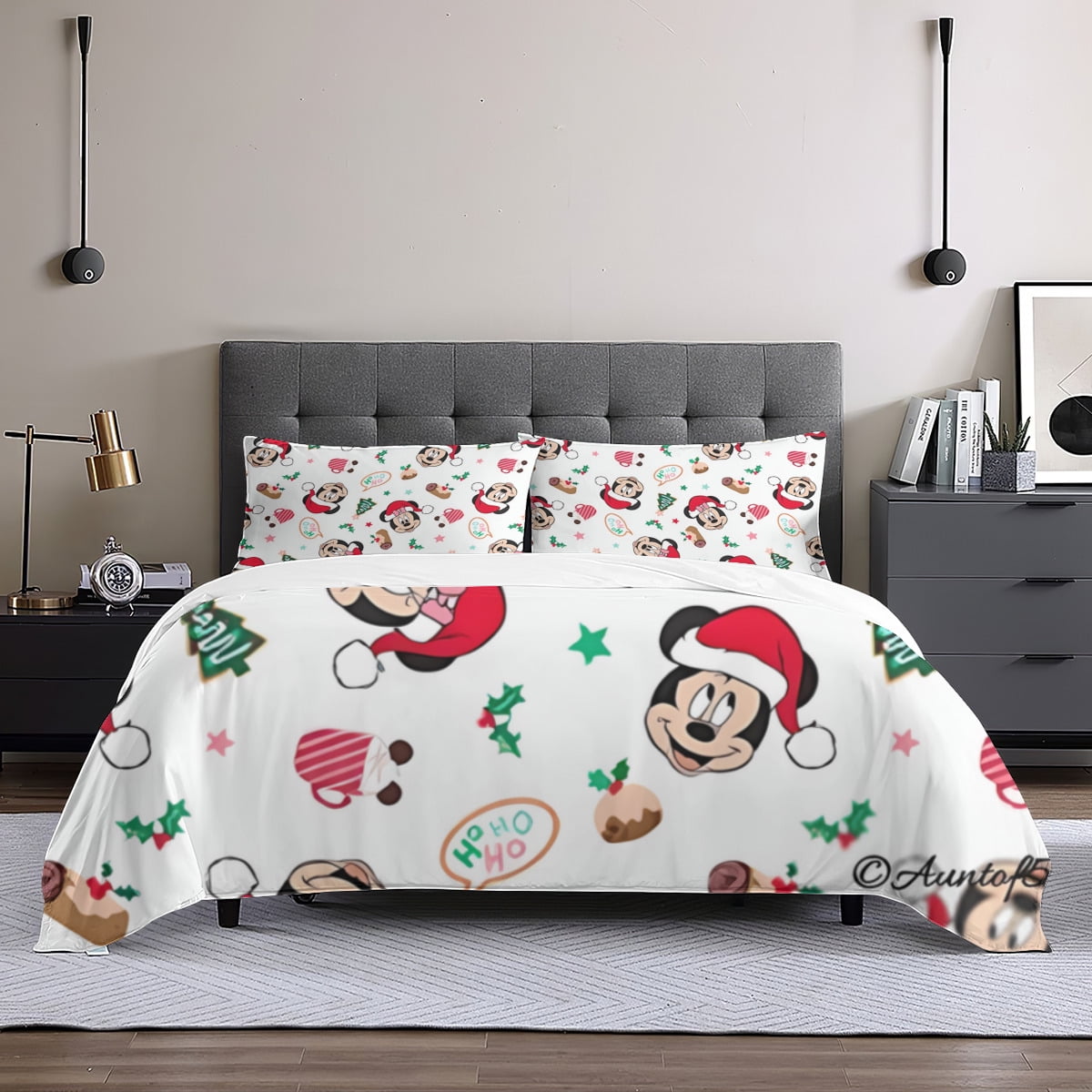 Mic key Mouse Christmas Queen Comforter Set, 3pcs Bedding Sets Queen ...