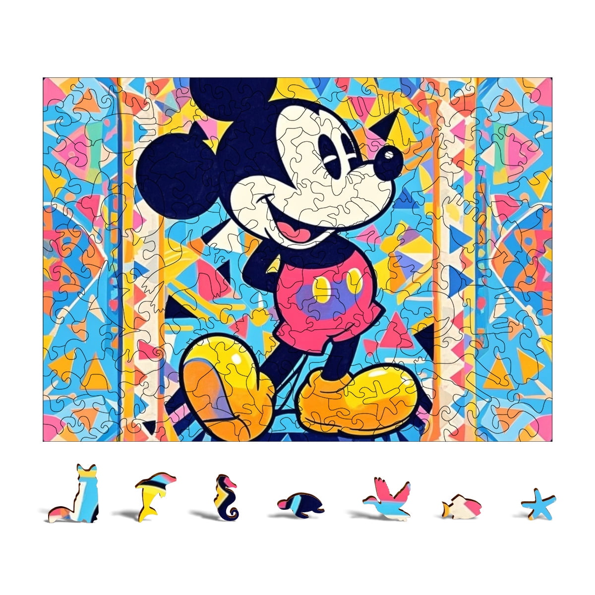 Mic×key Mouse Medium Wooden Puzzle (Horizontal) - For Gifts and Decor ...