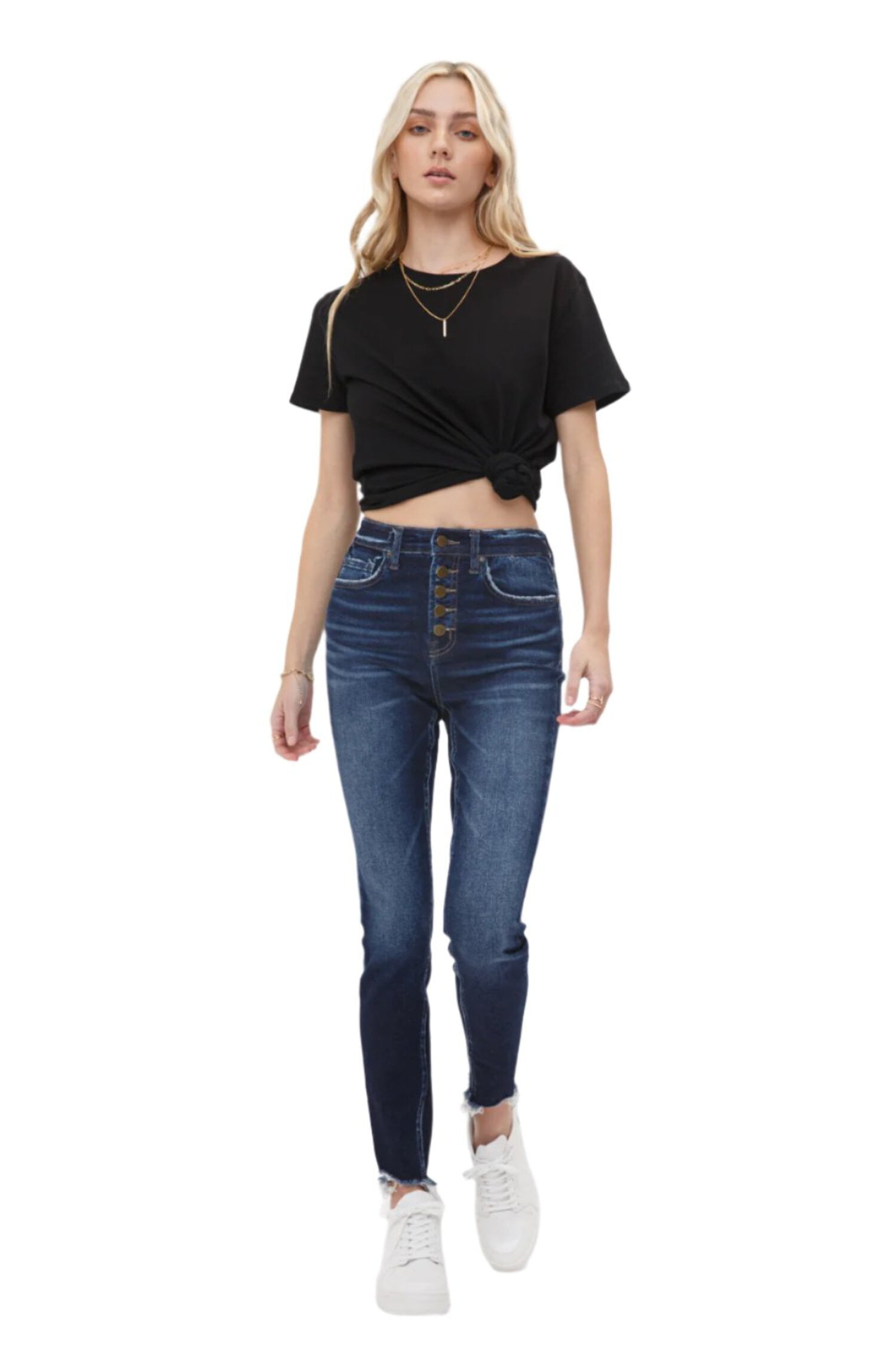 Mica Denim - Rivale Hig Rise Ankle Skinny W/ Button Up Jeans - MDP ...