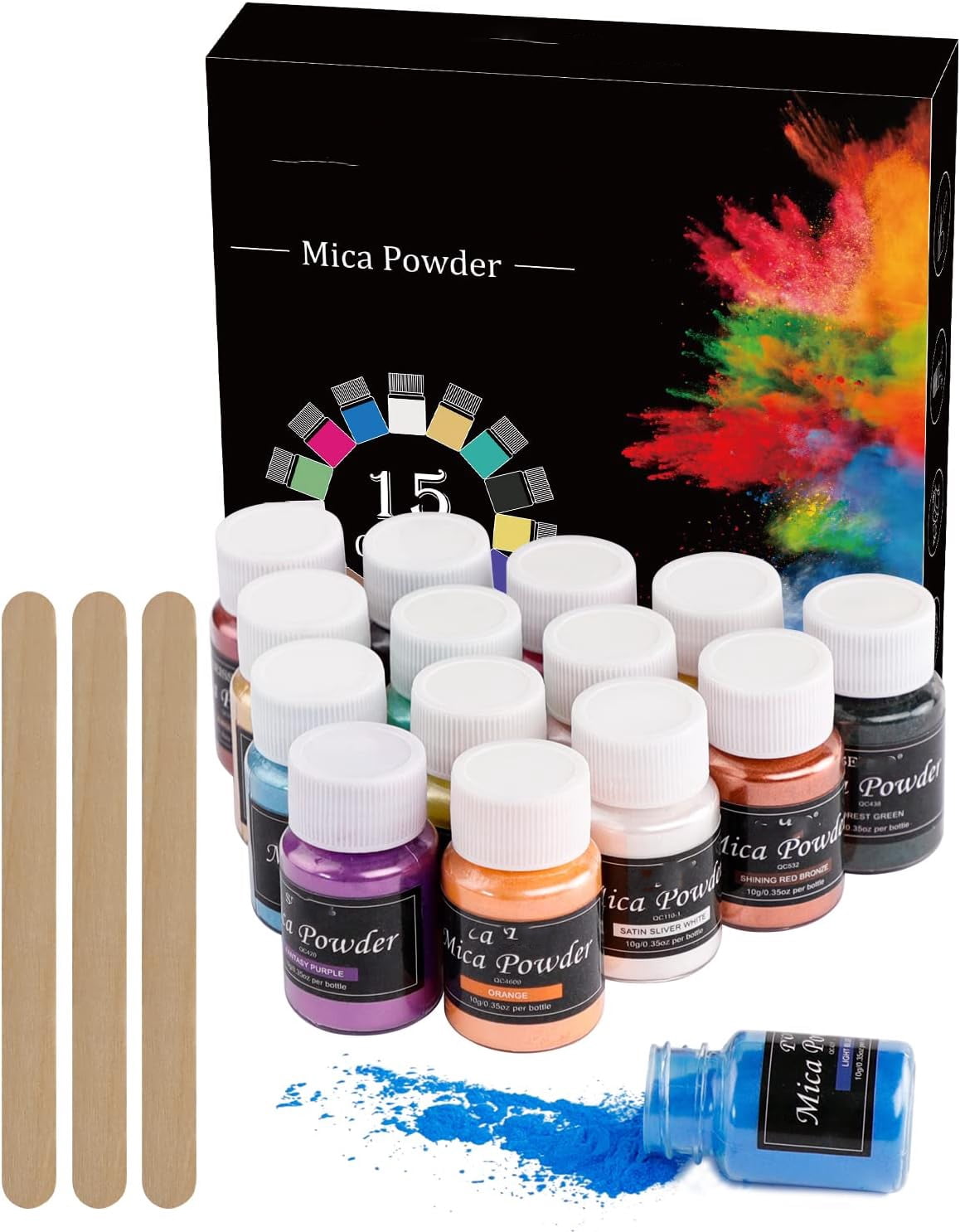 Mica Powder - 15 Colors Epoxy Resin Pigment - Shimmery Pigment Powder ...