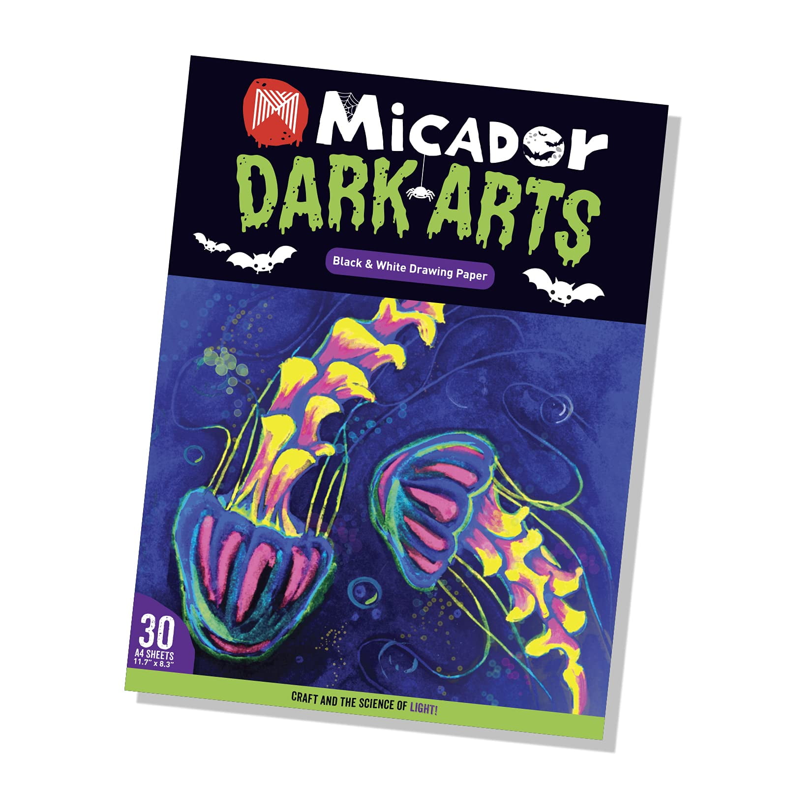 Micador Dark Arts A4 MMF7 Drawing Pad, 15 Black + 15 White Sheets - Kids Coloring + Drawing with ...