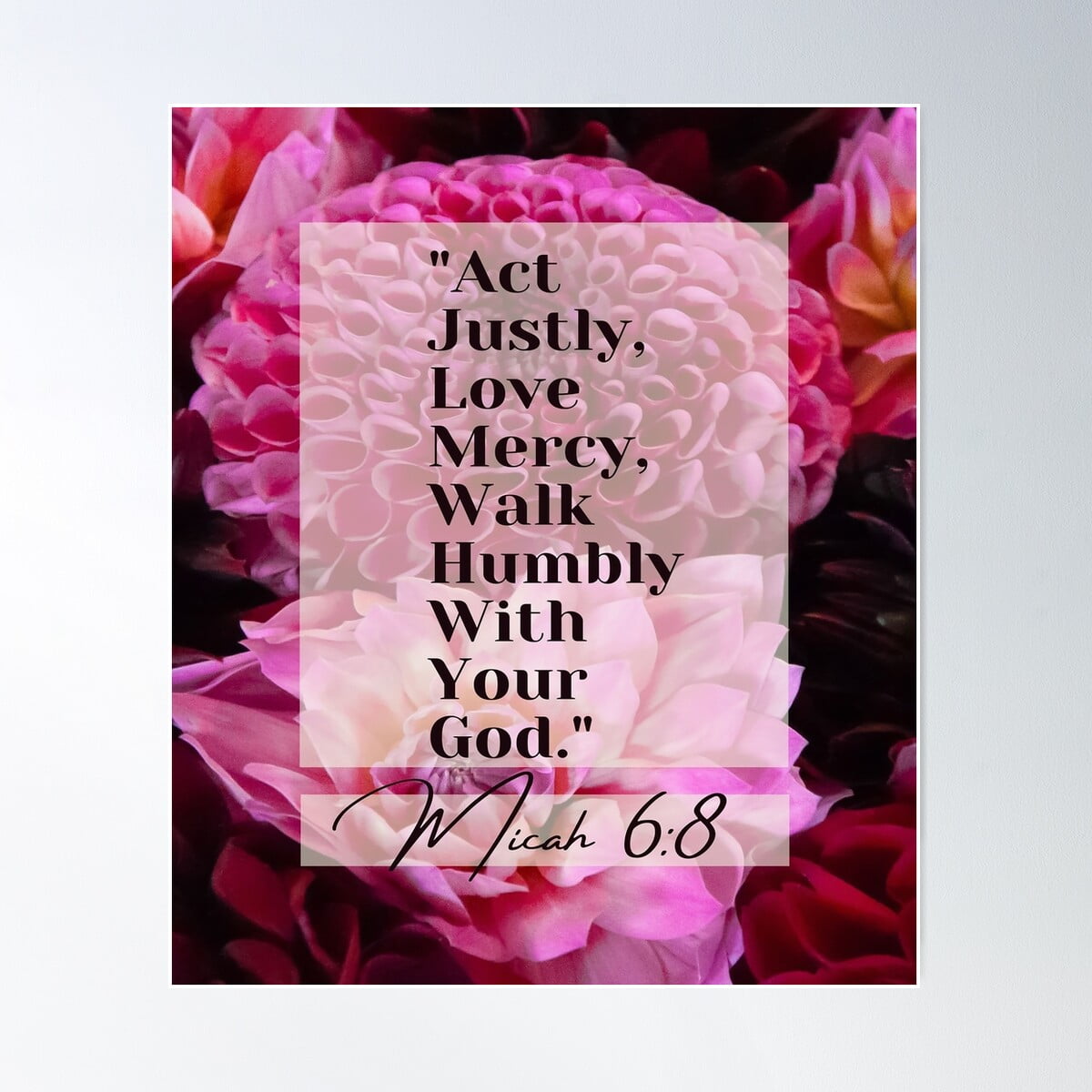 Micah 6:8 Floral Bible Verse Quote Poster Wall Art, Modern Wall Decor ...