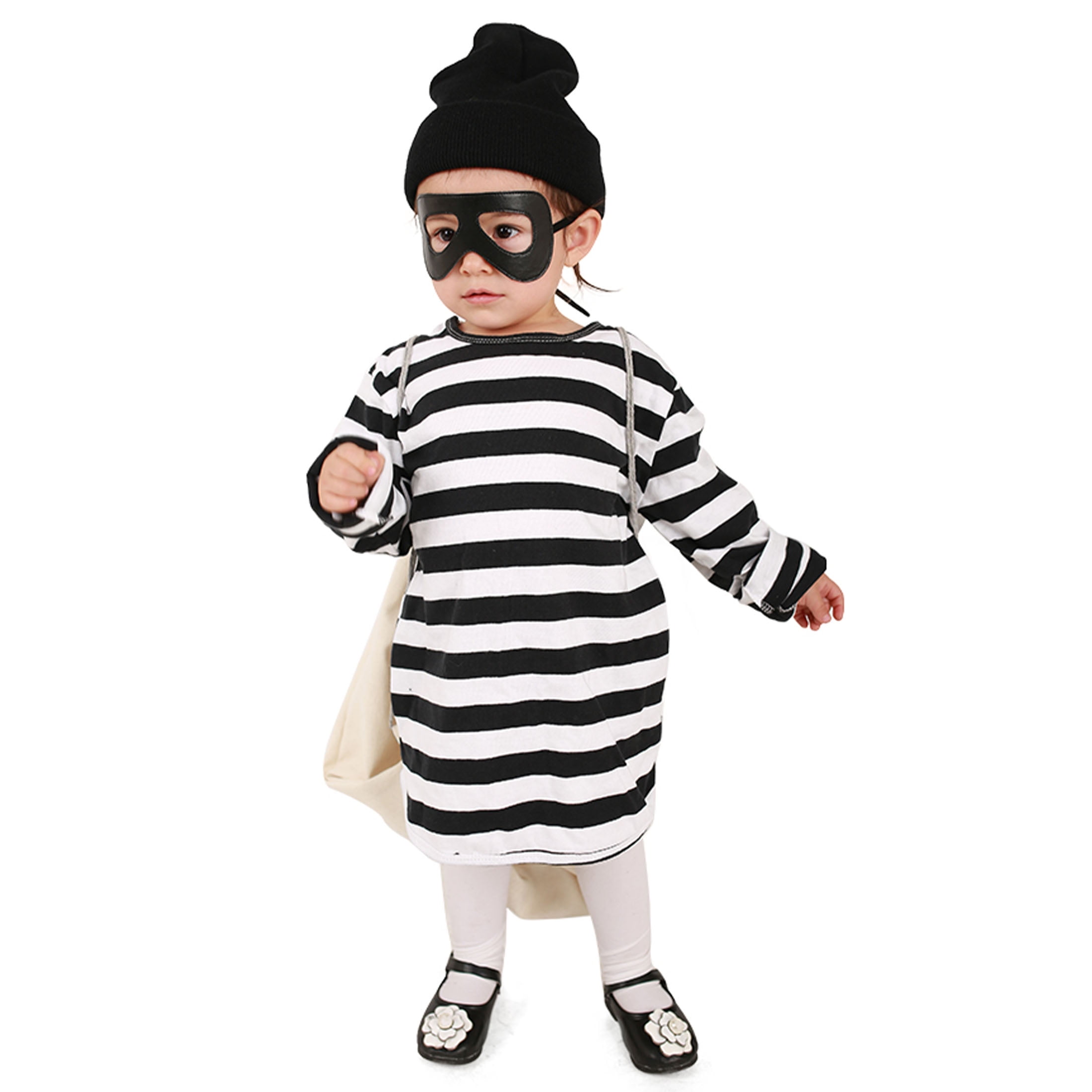 Miccostumes Kids Burglar Robber Outfit for Halloween with Hat Eye Patch ...