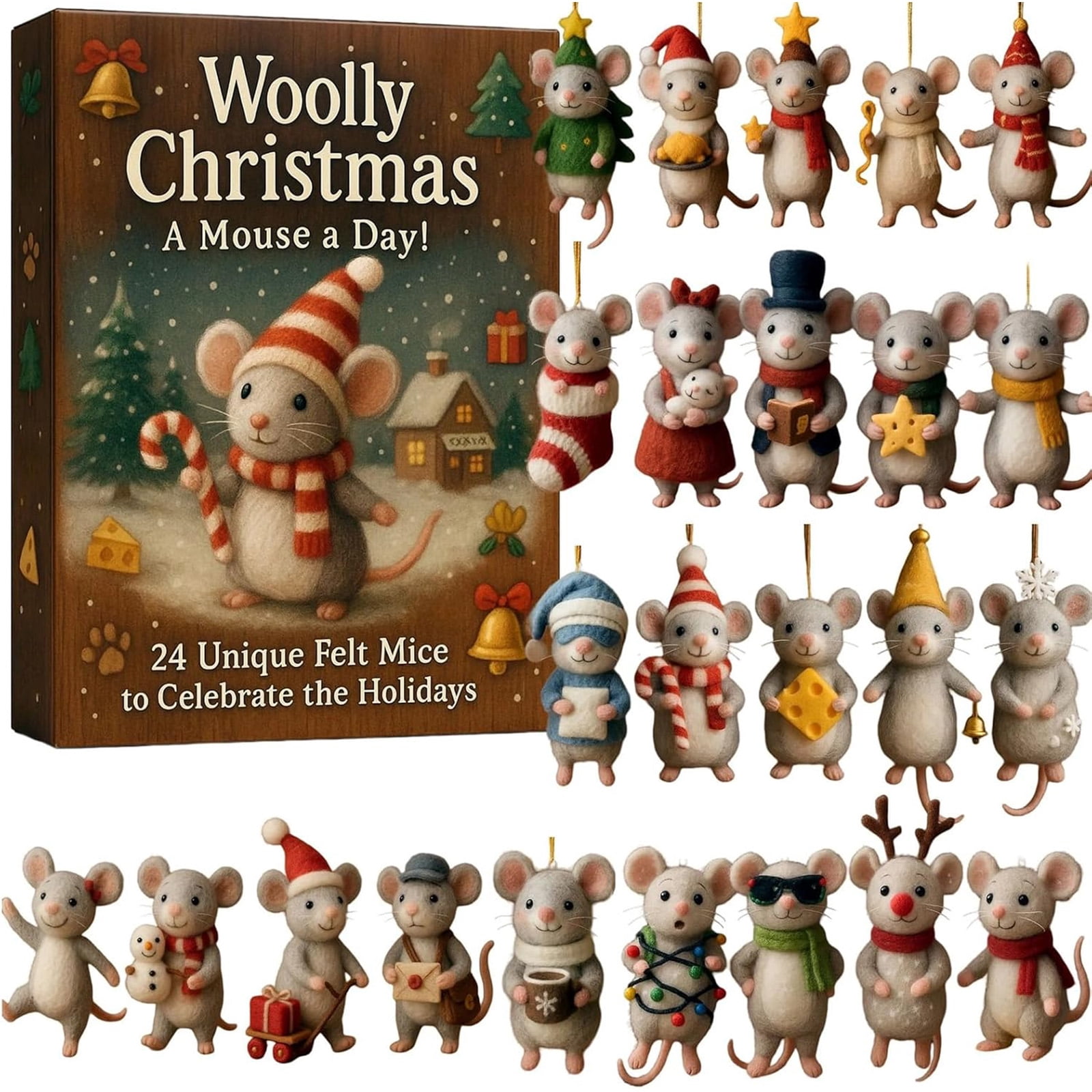 Mice Advent Calendars 2025, 24 Days Mice Ornaments Christmas Countdown ...