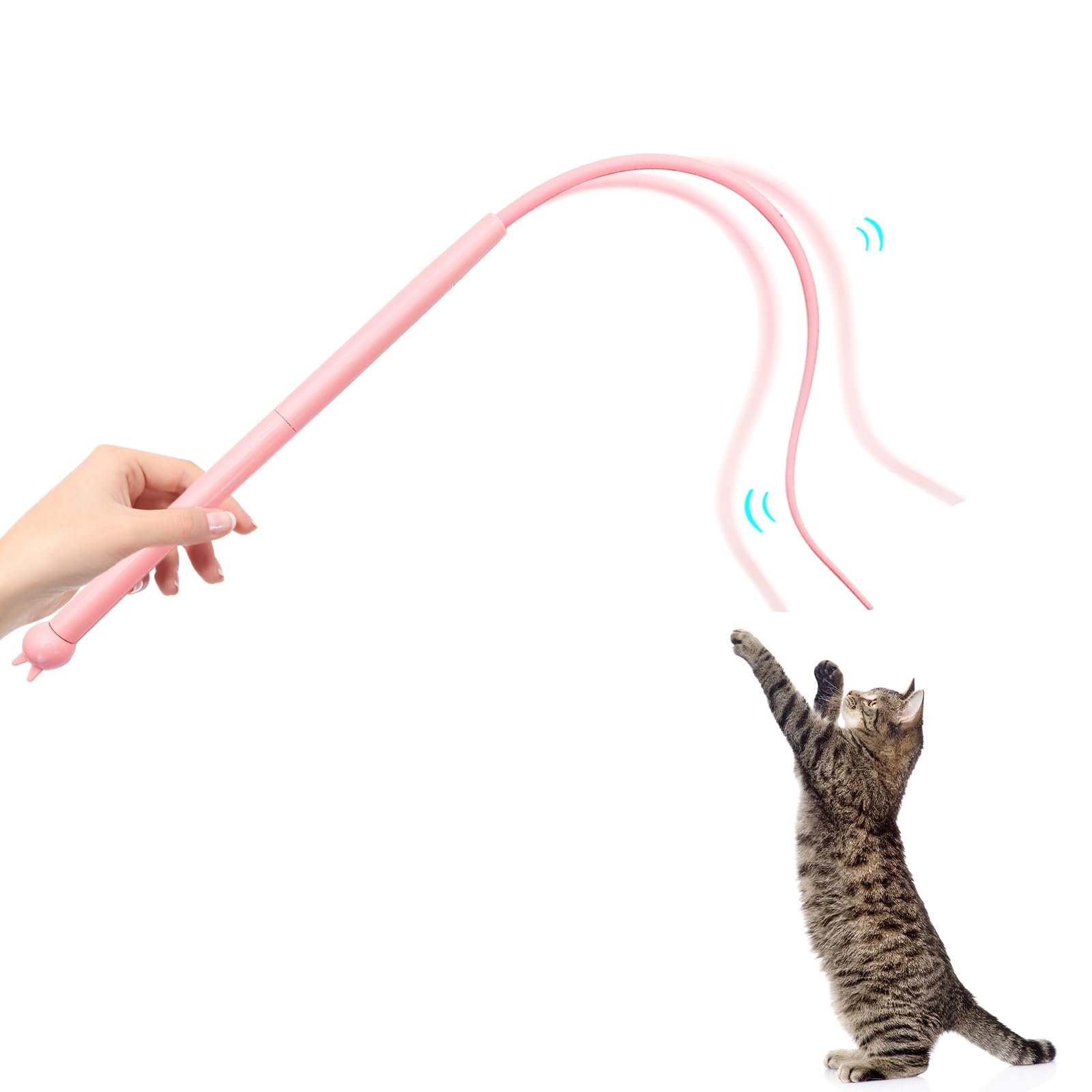 Mice Tail Cat Wand Toy, 30 inches Long Cat Teaser Stick with Innovative ...