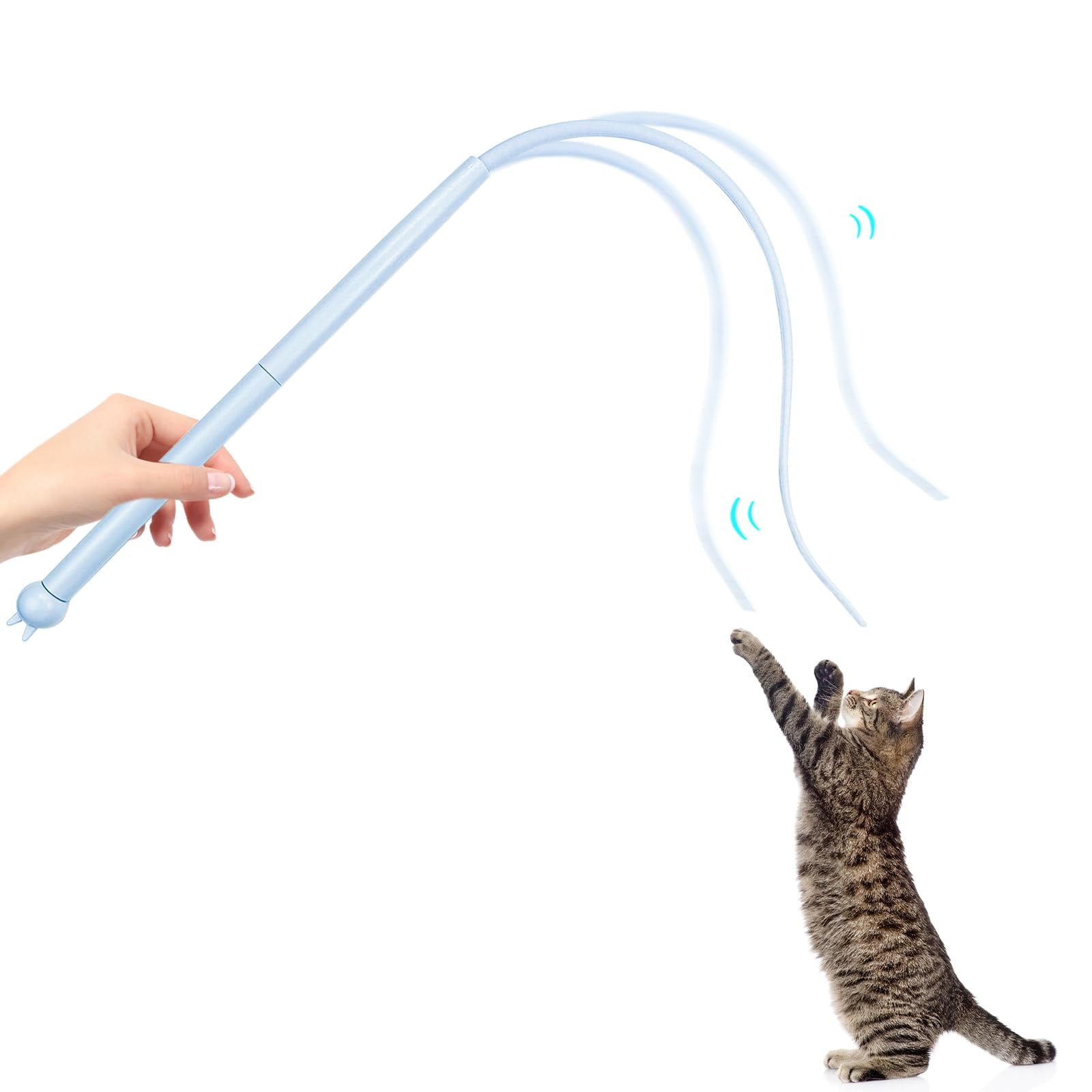 Mice Tail Cat Wand Toy, 30 inches Long Cat Teaser Stick with Innovative ...