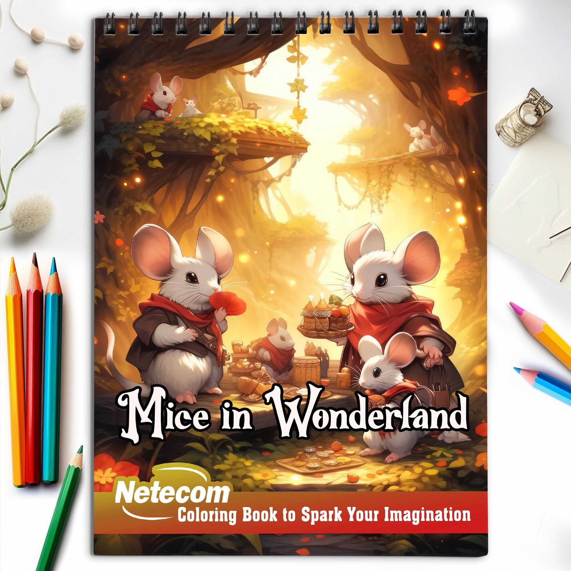 Mice in Wonderland Spiral Bound Coloring Book, Journey into a World of ...