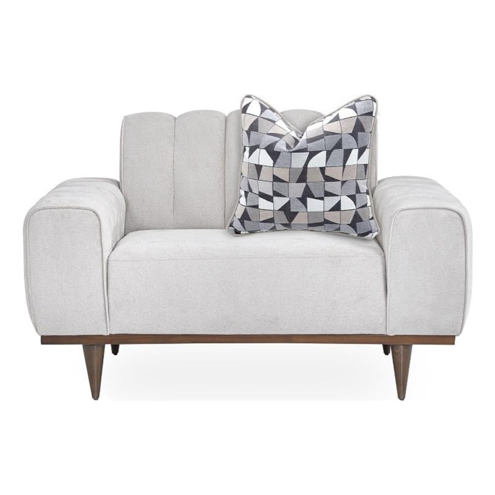 Michael Amini Balboa Chenille Chair and a Half in Shell Gray/Warm ...