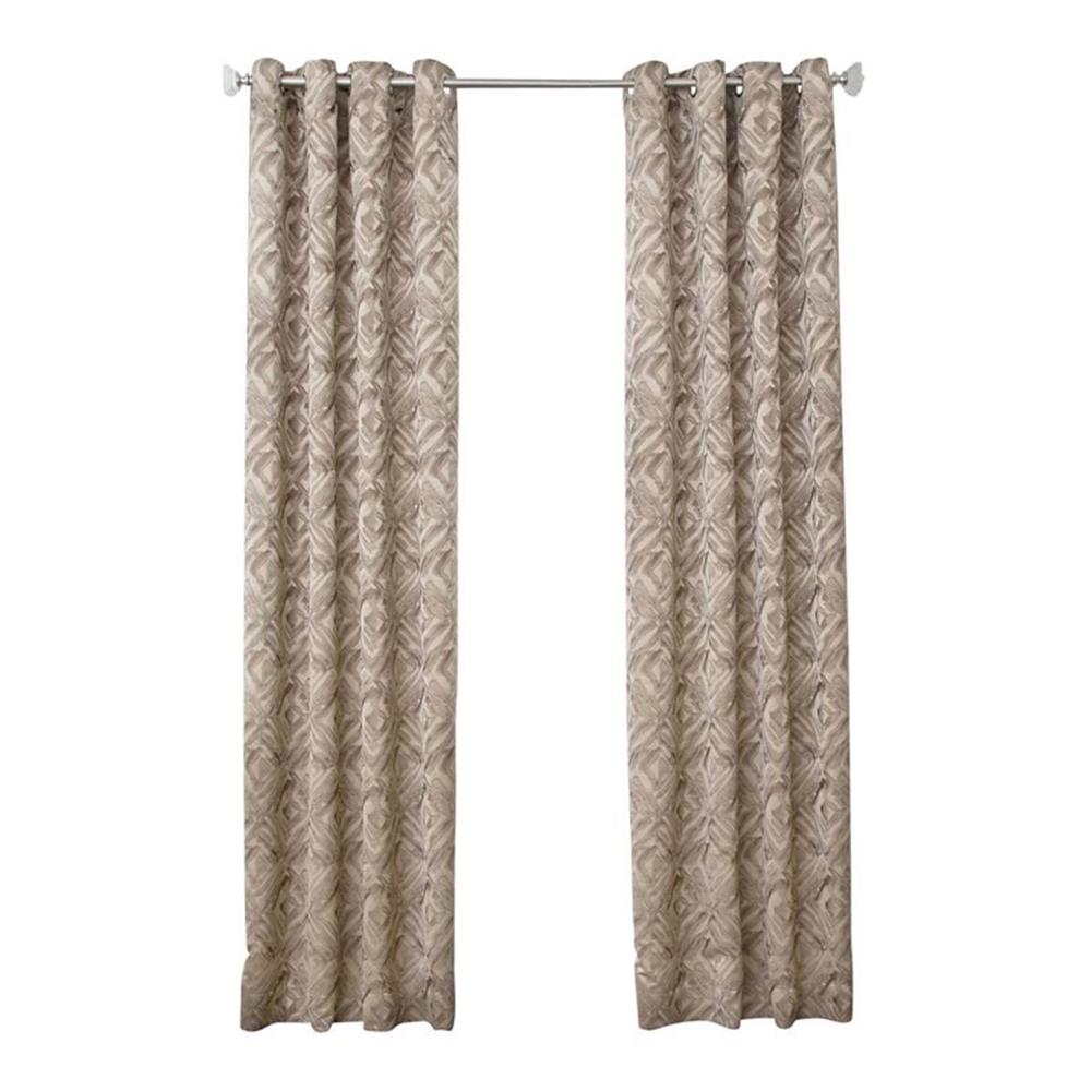 Michael Amini Batavia 50x84" Top Panel Fabric Window Treatment in Tan ...