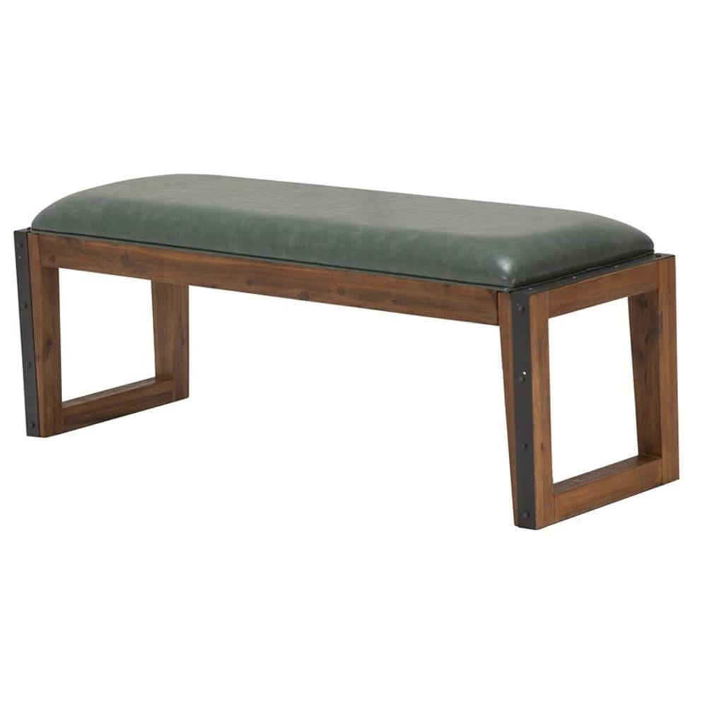 Michael Amini Brooklyn Walk Faux Leather Dining Bench in Gray & Burnt ...