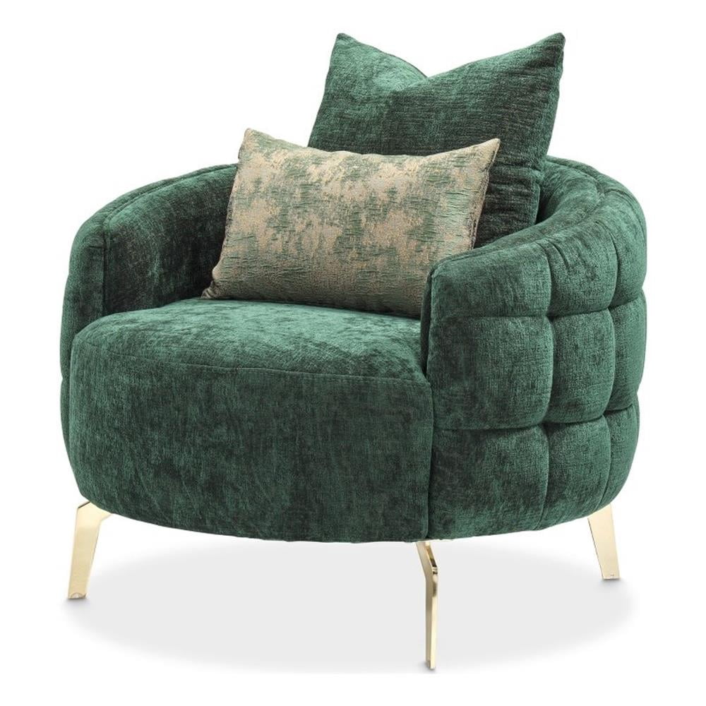 Michael Amini Celine Chenille Accent Chair - Emerald/Gold - Walmart.com