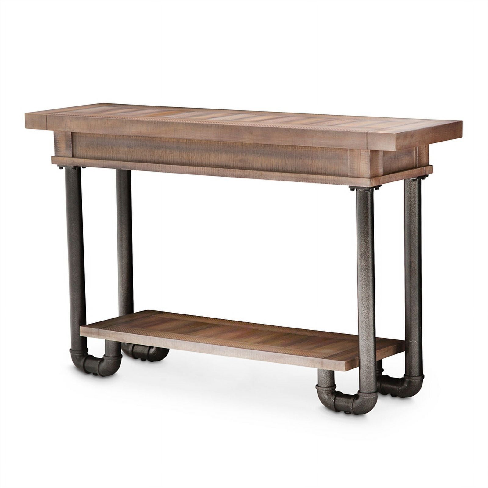 Michael Amini Crossings Wood & Metal Console Table in Reclaimed Barn ...