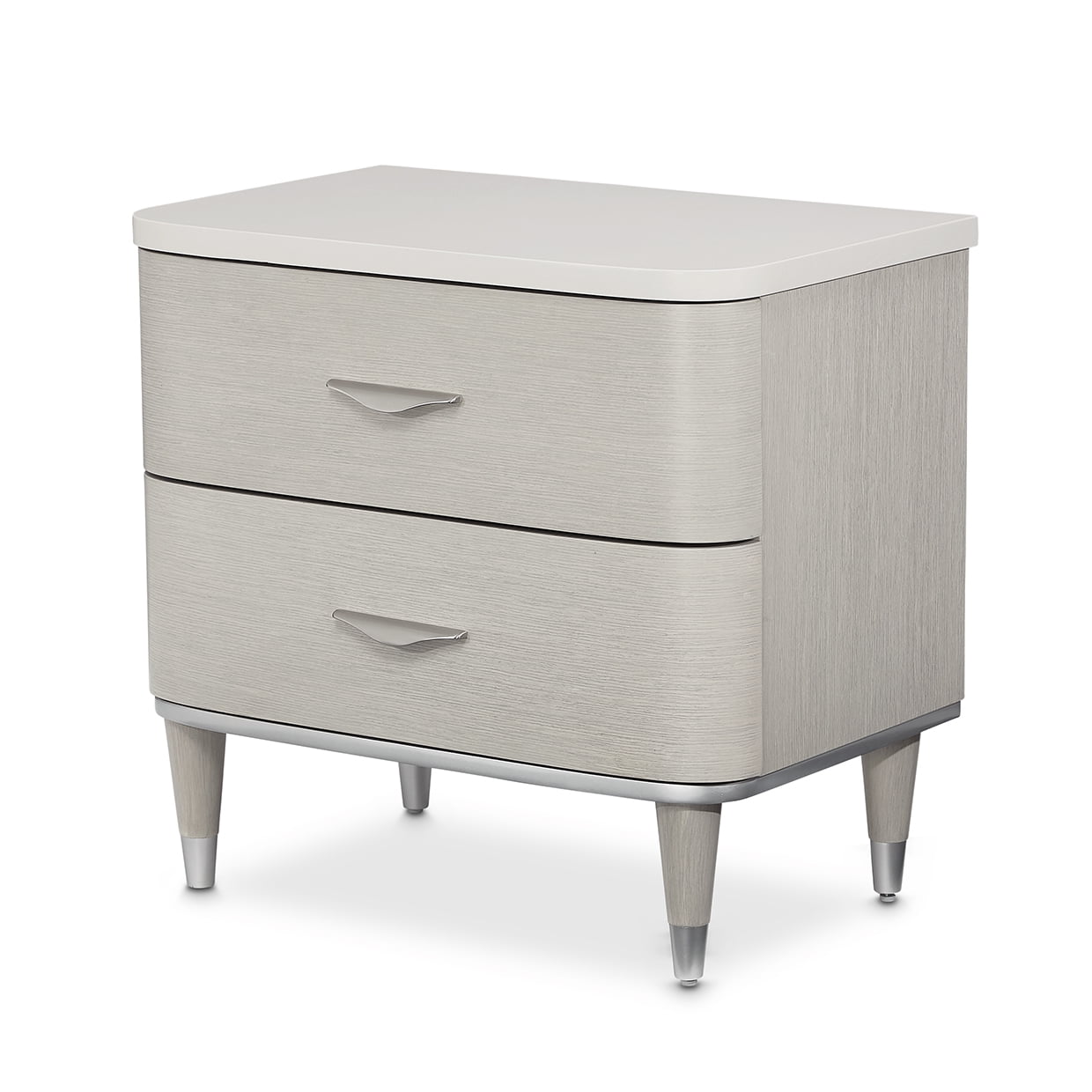 Michael Amini Eclipse Poplar Wood & Marble Nightstand in Moonlight Gray ...