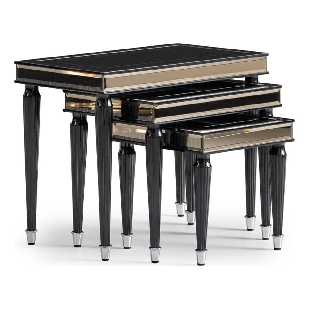 Michael Amini La Francaise Nesting Tables - Set of 3 - Black Ice ...
