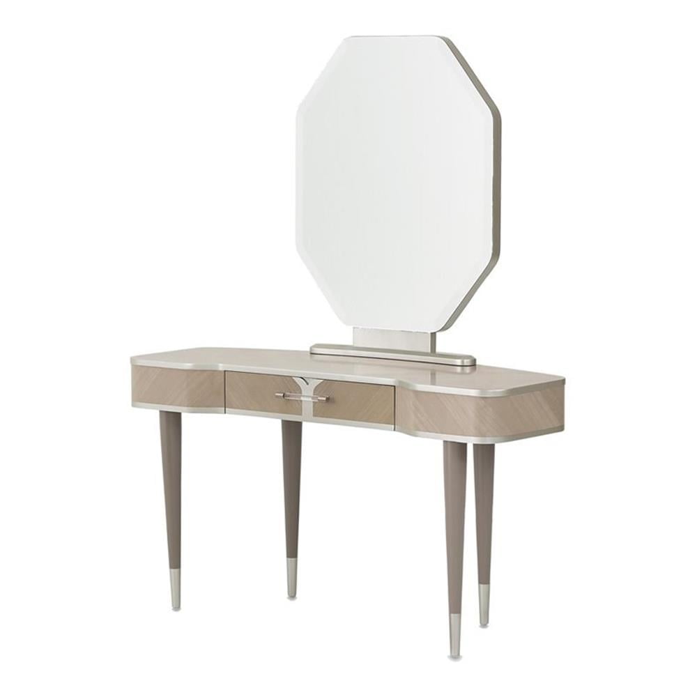 Michael Amini Lanterna Poplar Wood/Glass Vanity with Mirror in Silver ...