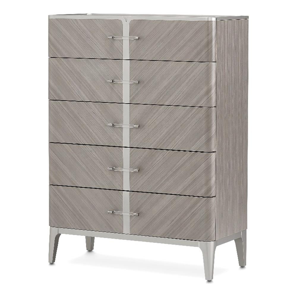 Michael Amini Lanterna Wood Highboy Chest in Silver Mist Finish ...