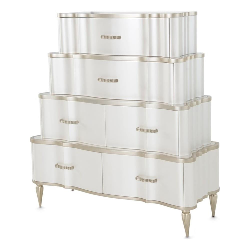 Michael Amini London Place 6-Drawer Tiered Chest - Creamy Pearl ...