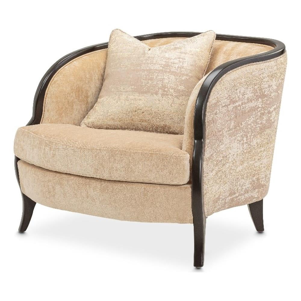 Michael Amini Malibu Crest Chenille Accent Chair - Honey/Dark Espresso ...