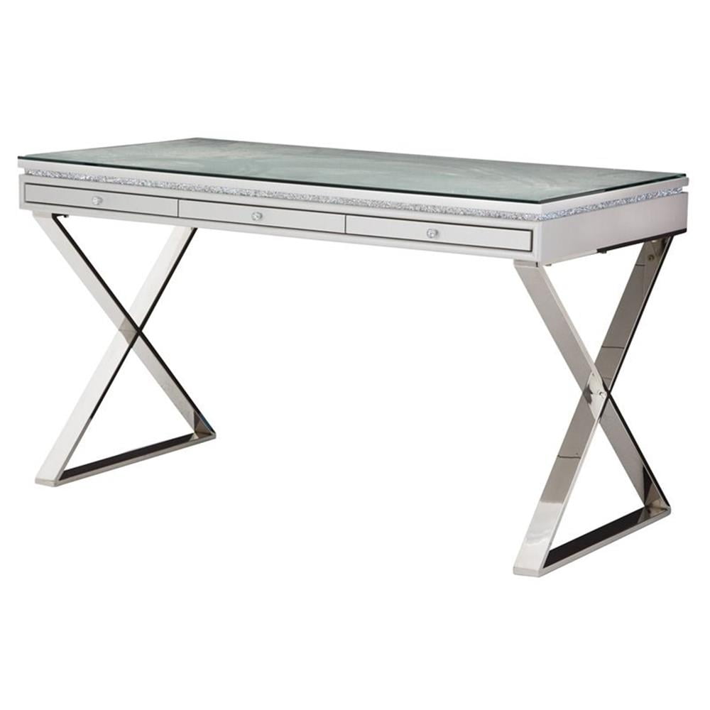 Michael Amini Melrose Plaza Contemporary Wood & Glass Writing Desk in ...